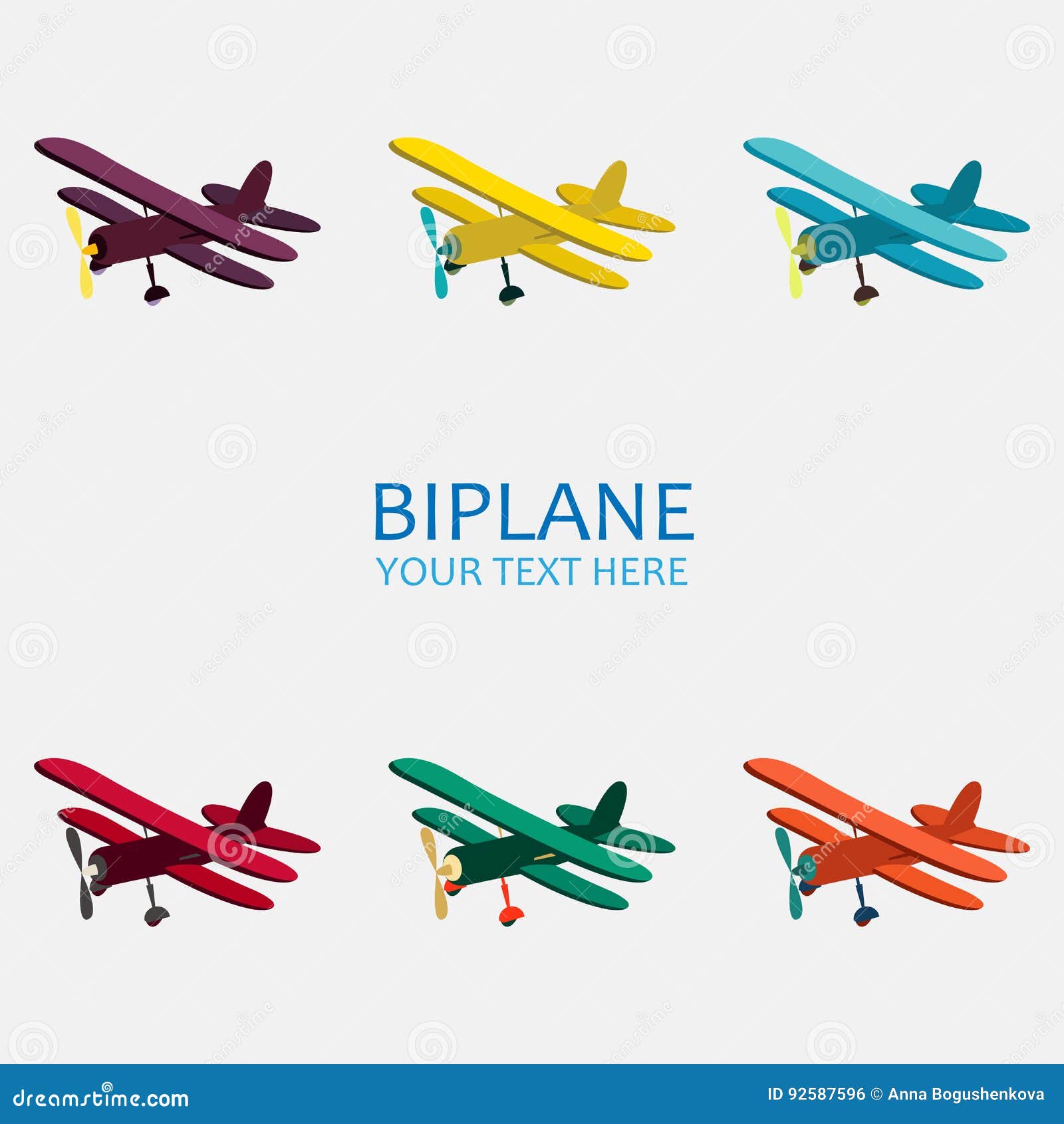 Vector Illustration of Biplane in Color Monochrome Stock Vector ...