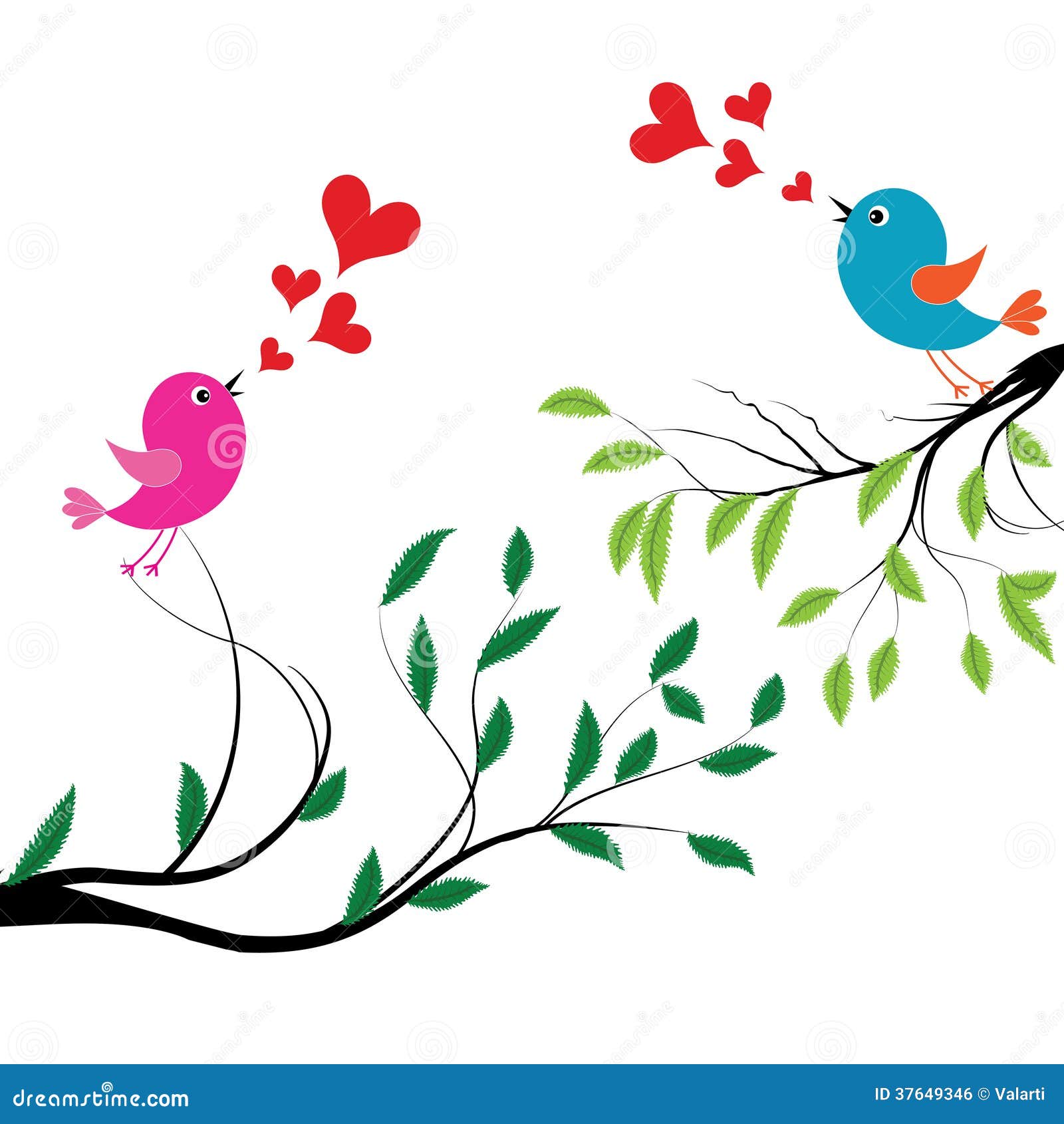 Vector Illustration of a Birds on Tree Stock Vector - Illustration of ...