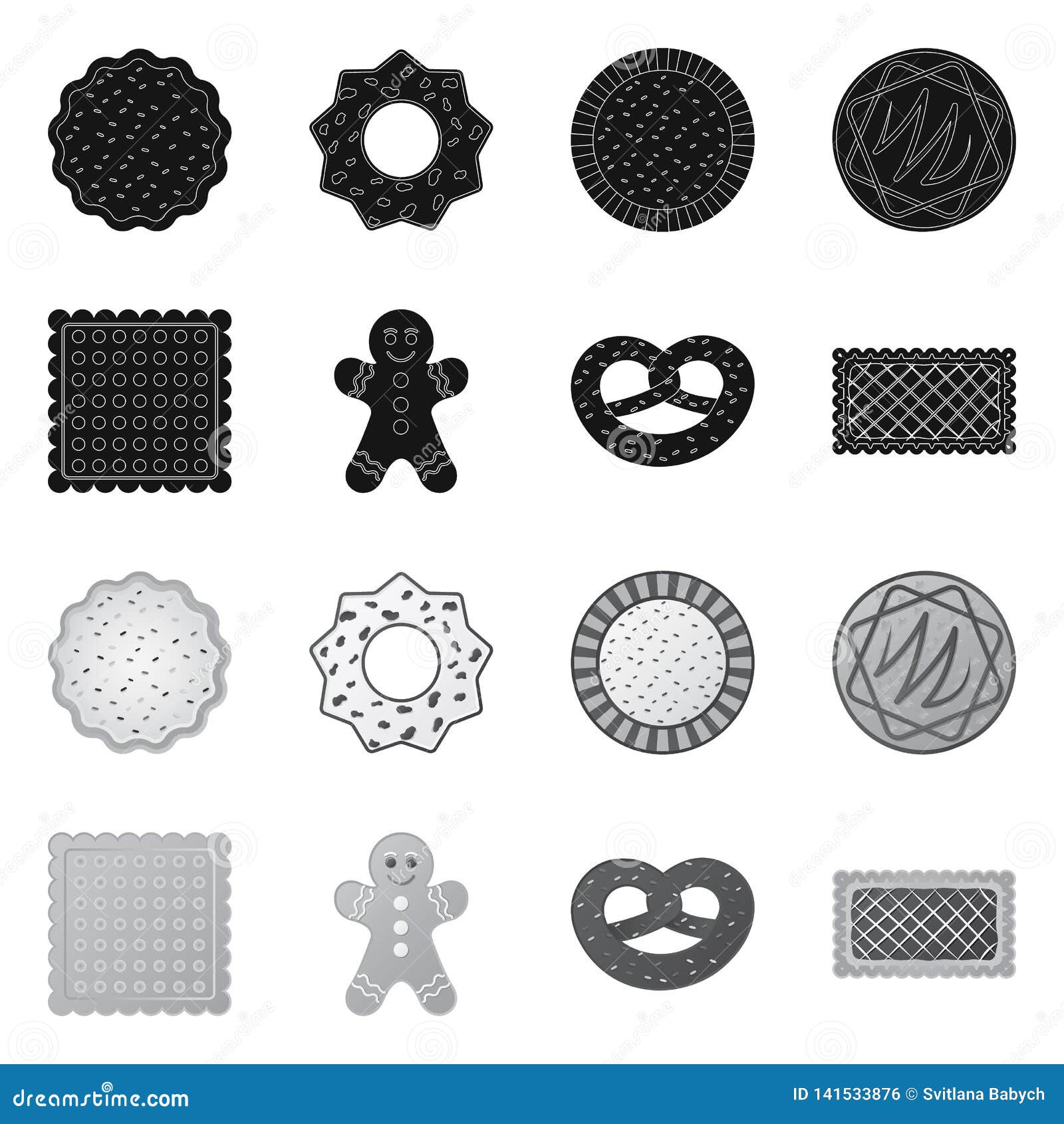 Vector Illustration of Biscuit and Bake Icon. Collection of Biscuit and ...