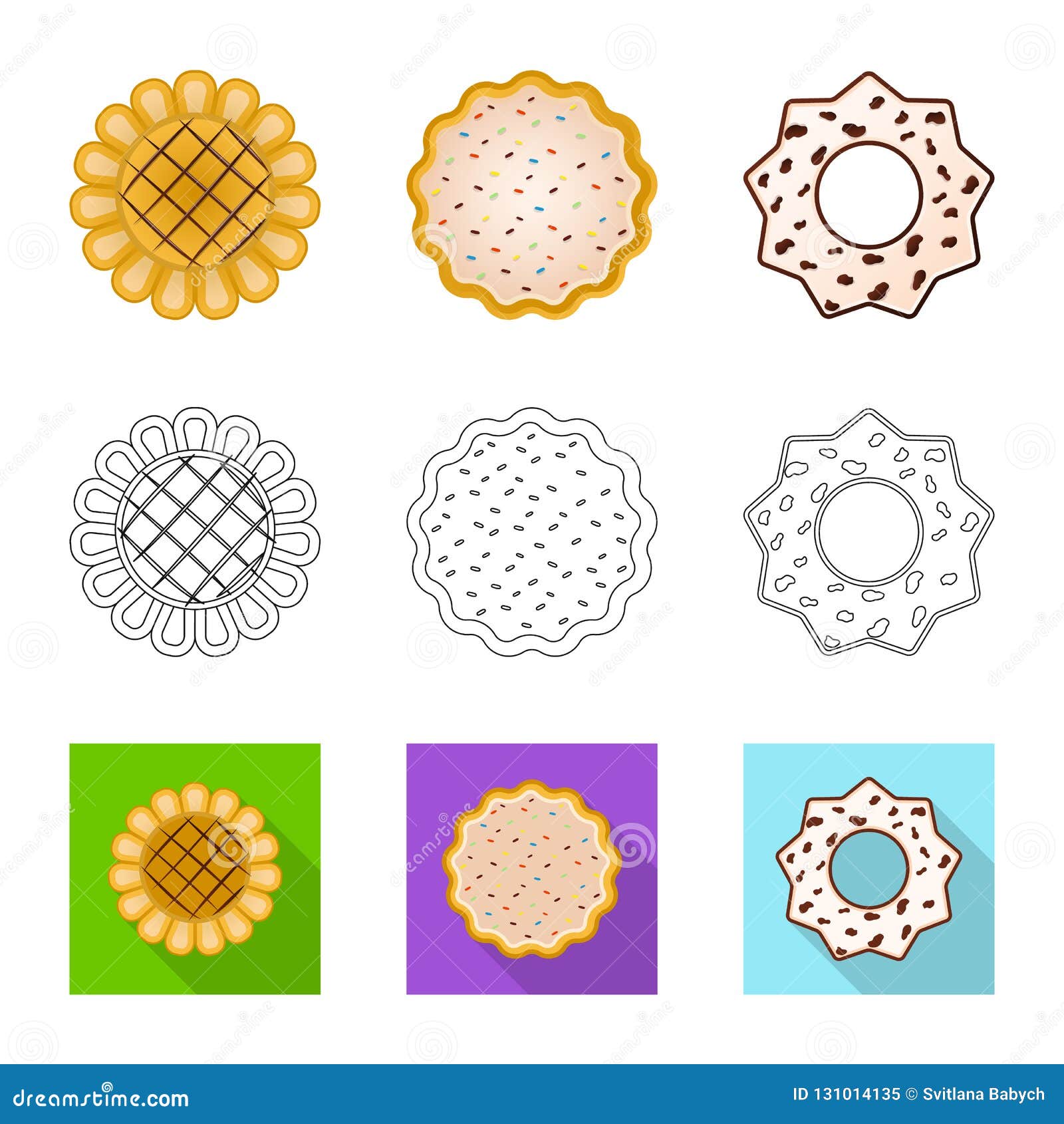 Vector Illustration of Biscuit and Bake Icon. Set of Biscuit and ...