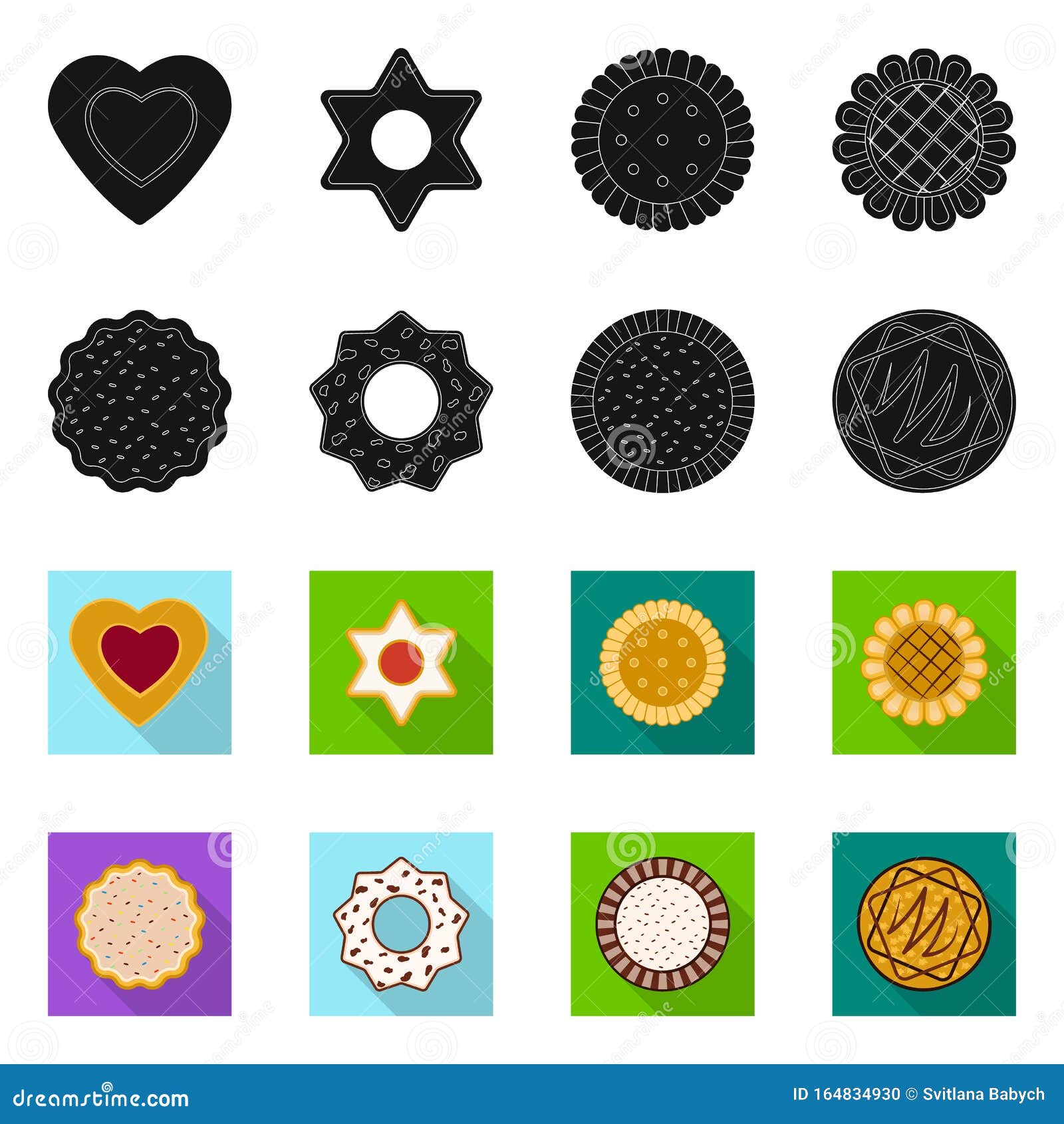 Vector Illustration of Biscuit and Bake Symbol. Set of Biscuit and ...