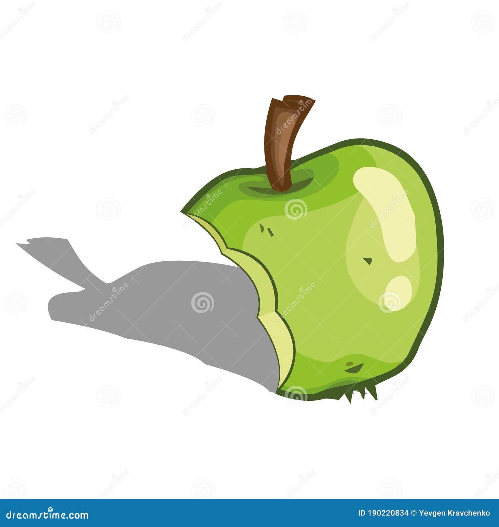 Bitten Apple. Vector Illustration of a Bitten Green Apple. Hand Drawn ...