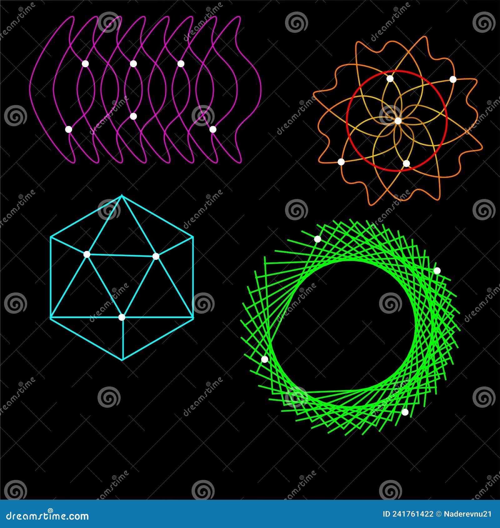 On a Black Background, Bright Design Elements Obtained by Repeating ...
