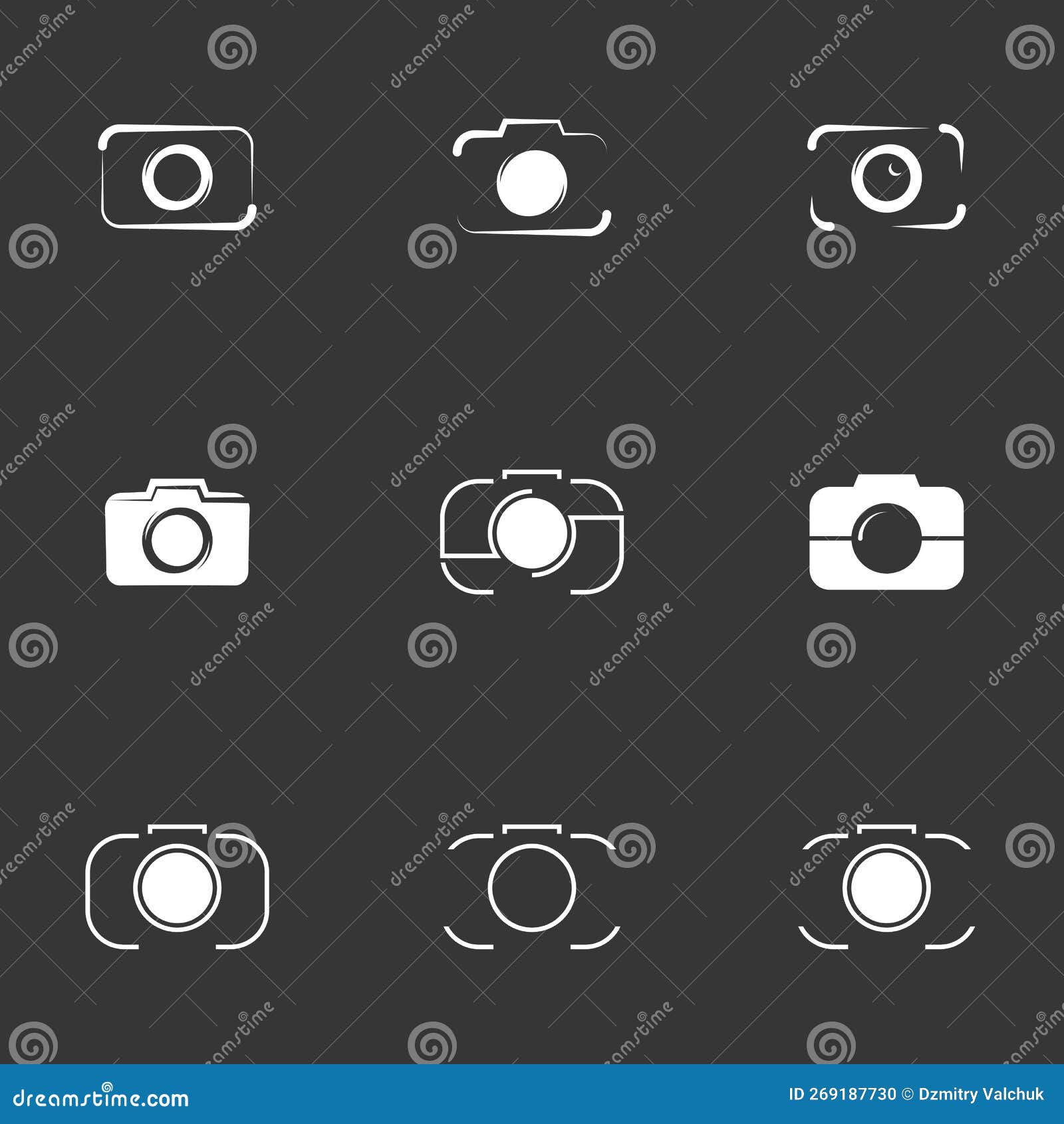 Vector Illustration on Black Background, Camera Icon Stock Vector ...