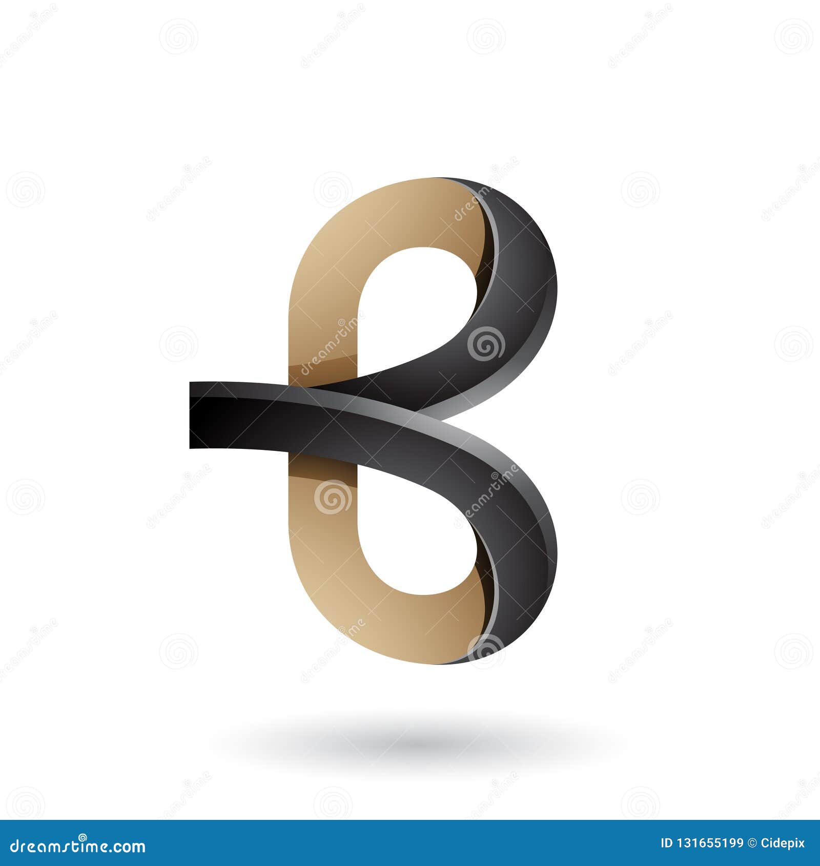 Black and Beige Bold Curvy Letter B Isolated on a White Background ...