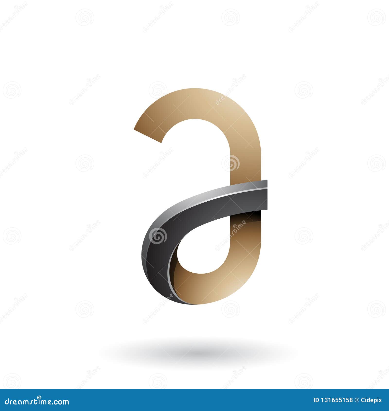 Black and Beige Bold Curvy Letter a Isolated on a White Background ...