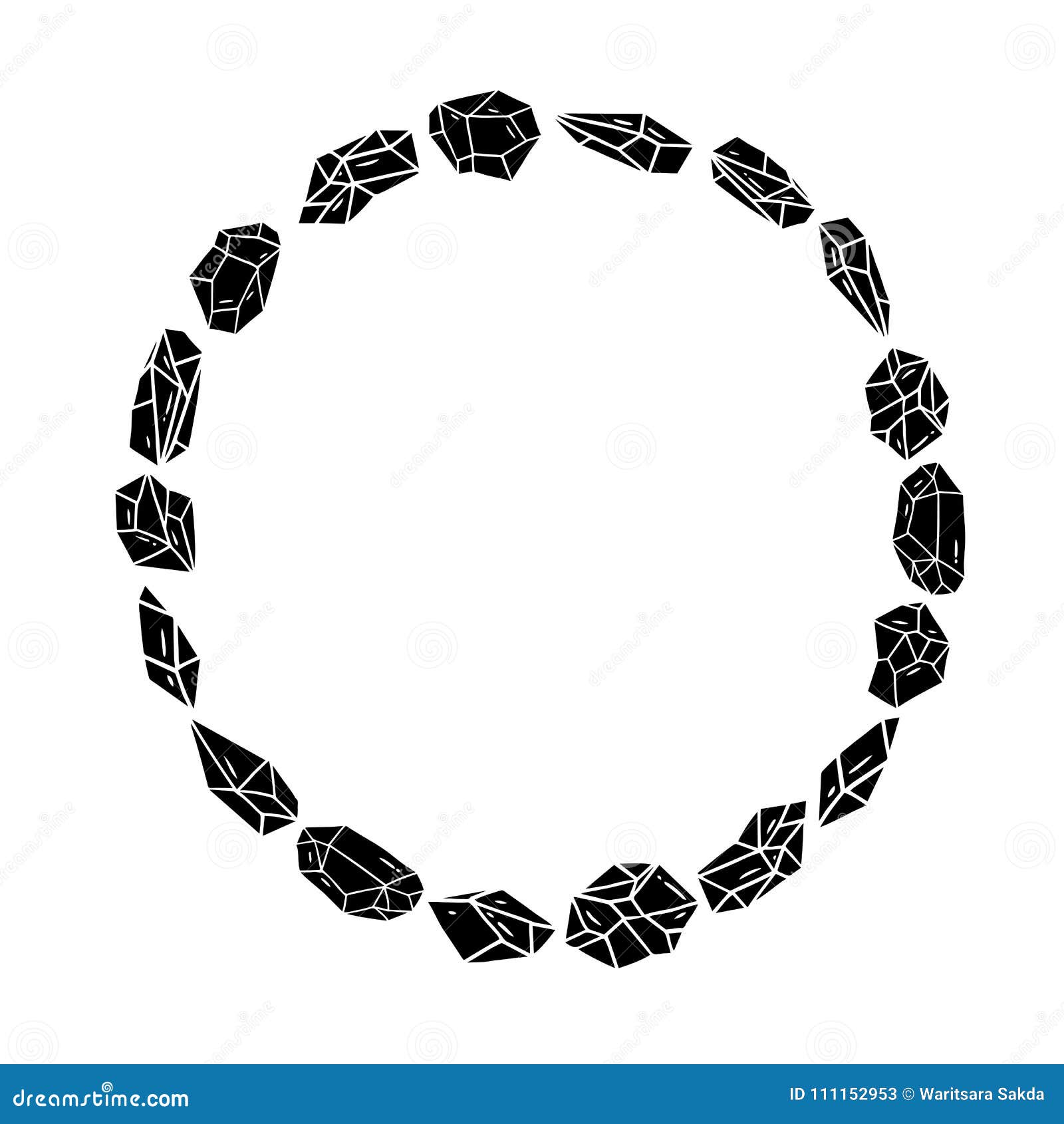 Vector Illustration of Black Crystal Round Border Frame for Lettering ...