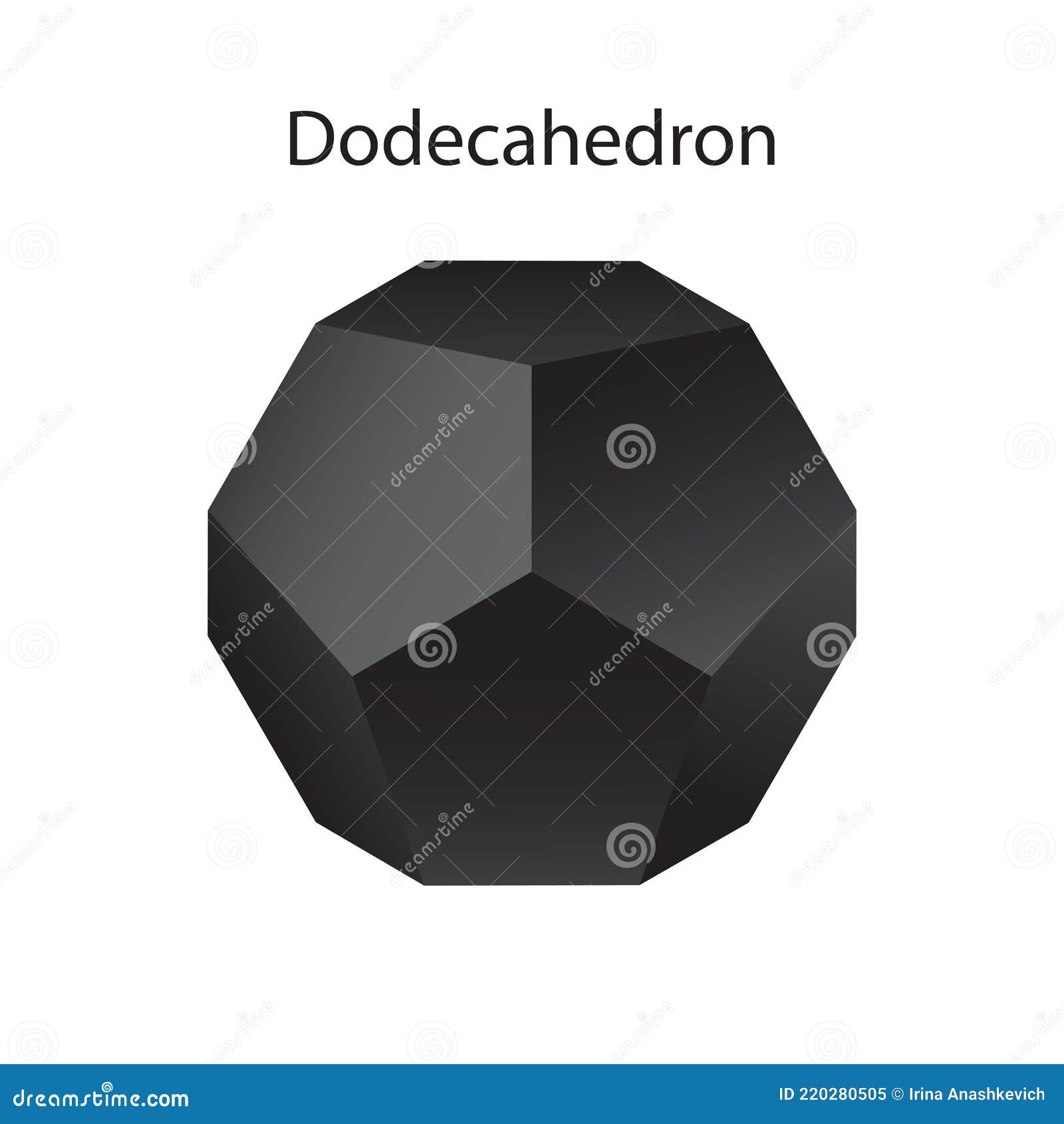 Vector Illustration of a Black Dodecahedron on a White Background with ...