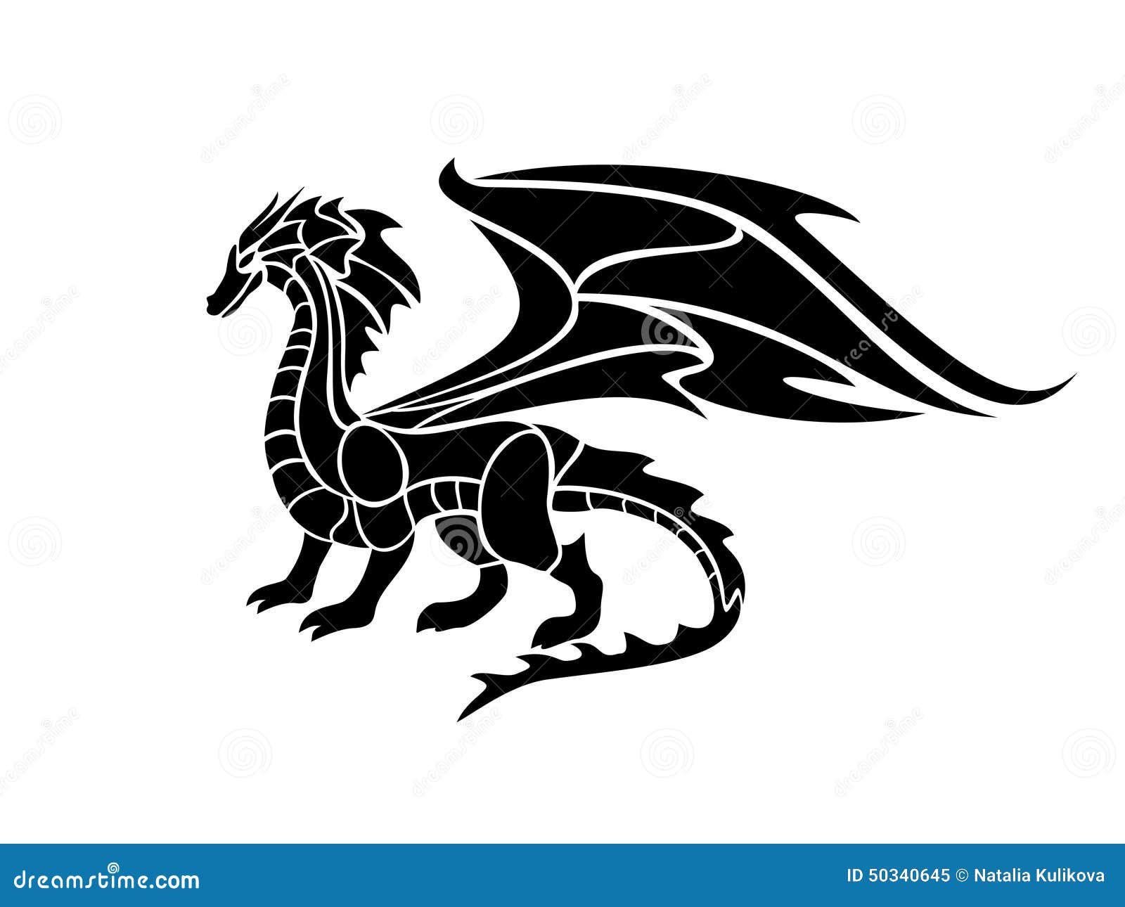 Vector Illustration of a Black Dragon Stock Vector - Illustration of ...