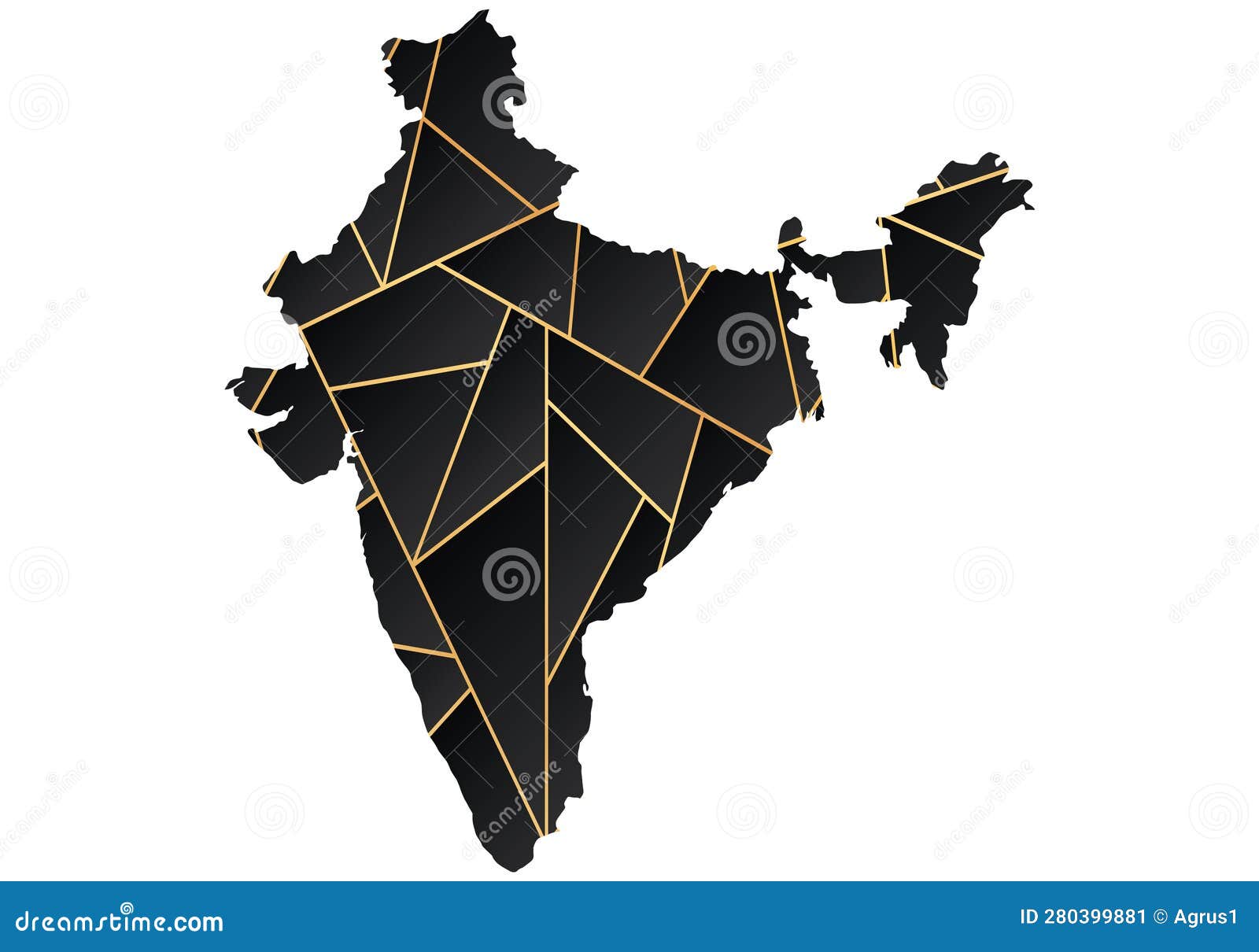 Vector Illustration of Black and Gold Colored India Map Stock Vector ...