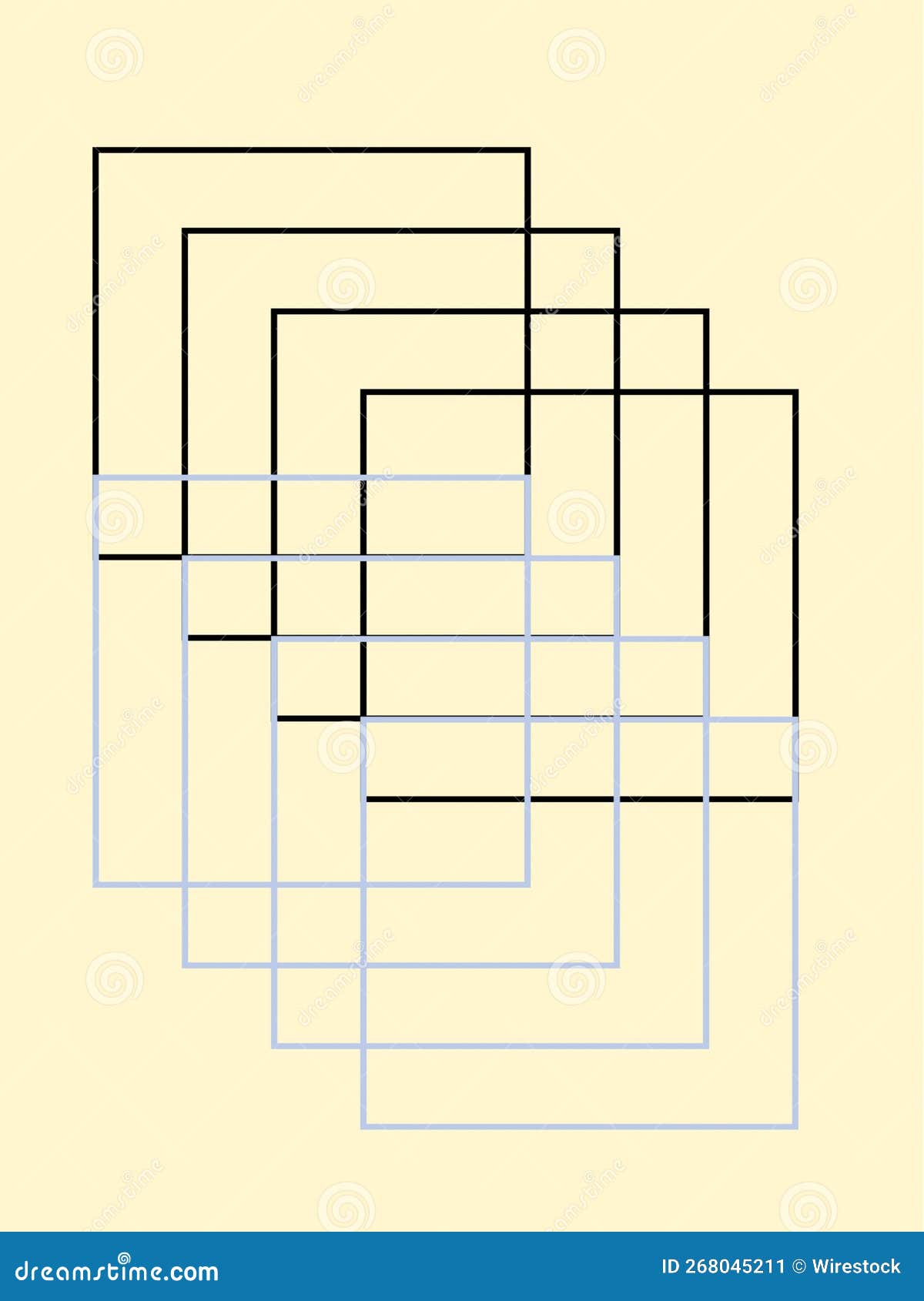 Vector Illustration of Black and Gray Overlapping Squares on a Yellow ...