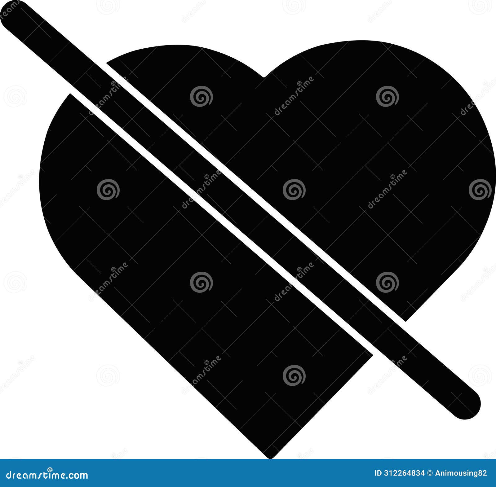 Vector Illustration Black Icon Heart Deactivated or Inactive Stock ...