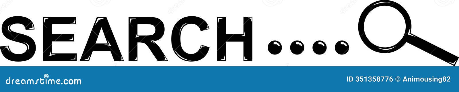 Vector Illustration Black and White Magnifying Glass Load Search Text ...