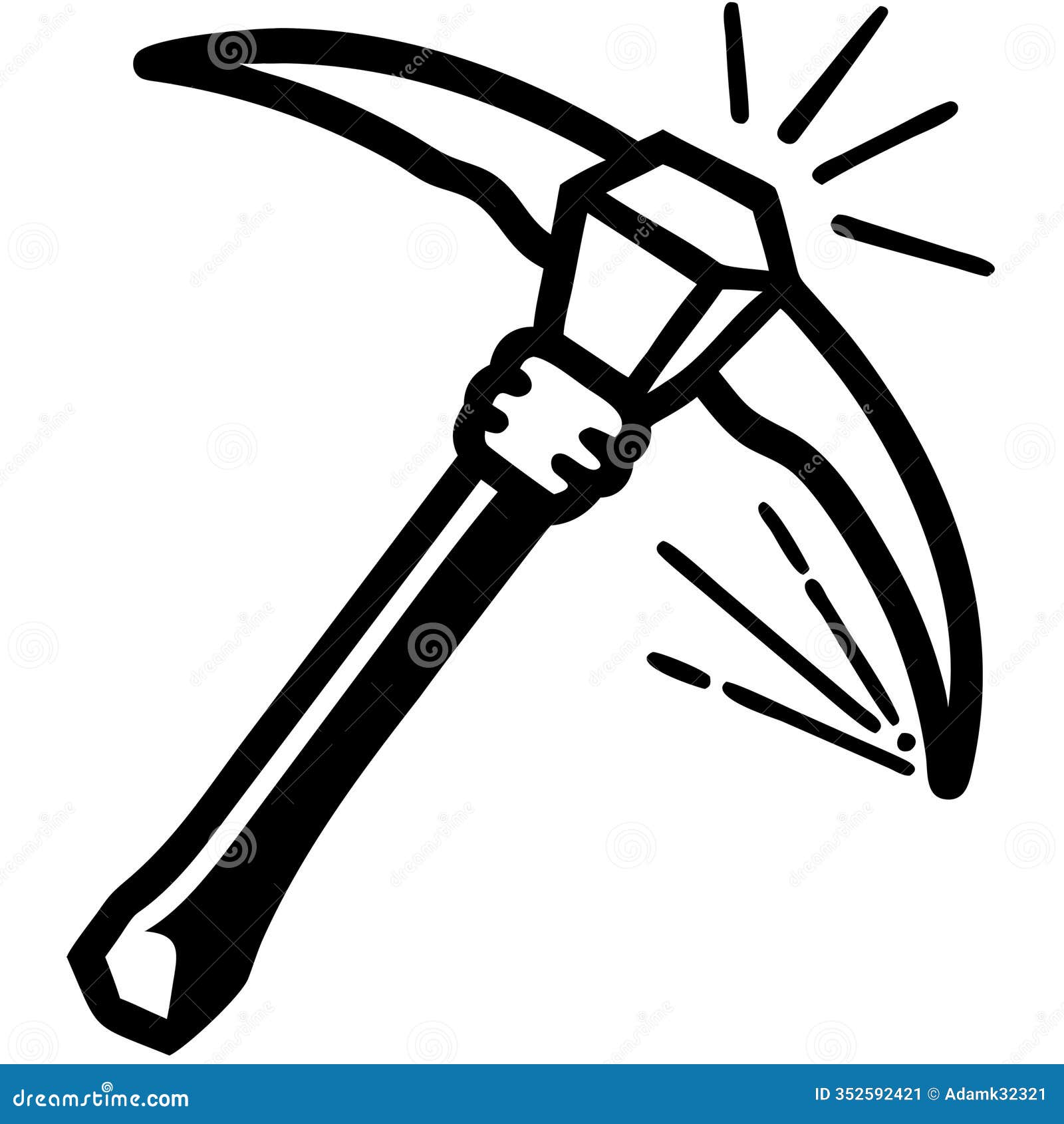Vector Illustration of Black Line Art Pickaxe for Mining and ...