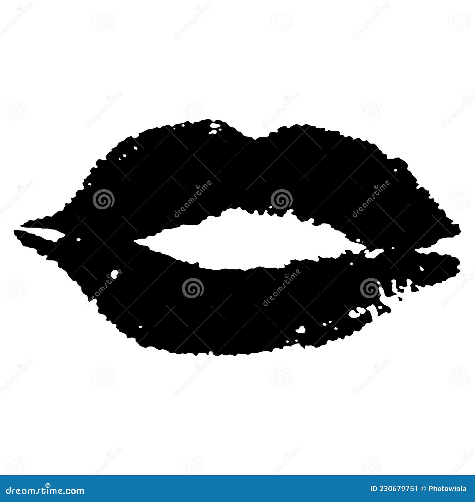 Vector Illustration. Black Lips on a White Background Stock Vector ...