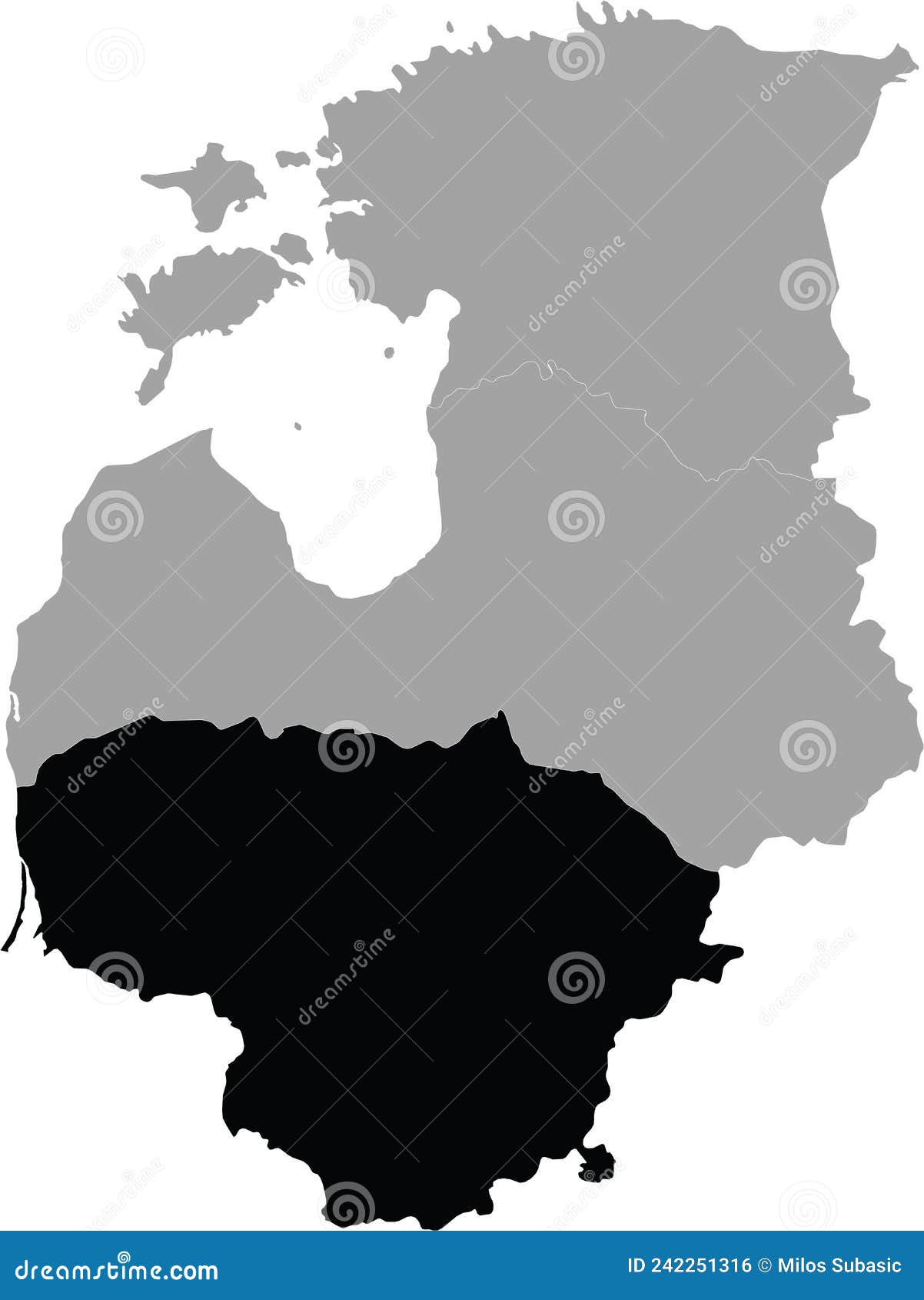 Black Map of Lithuania stock vector. Illustration of country - 242251316