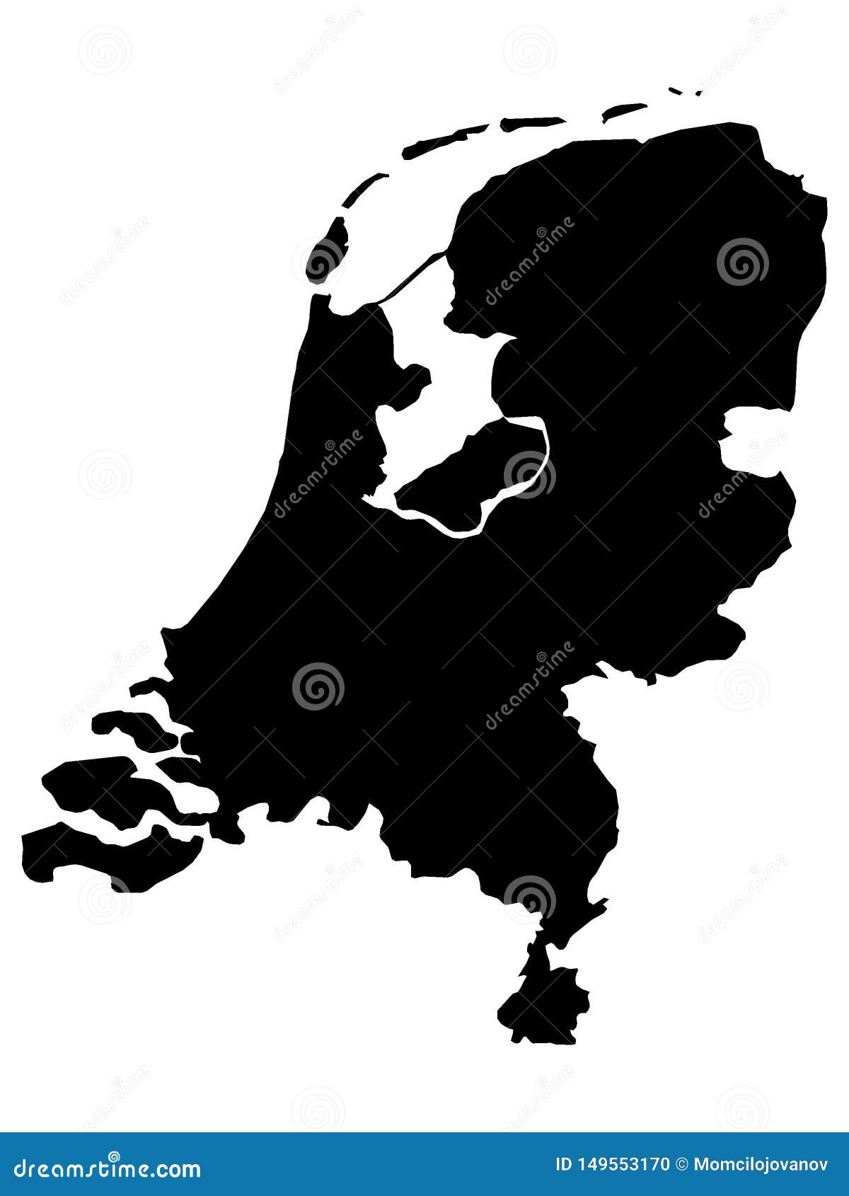 Black Map of the Netherlands on White Background Stock Vector ...