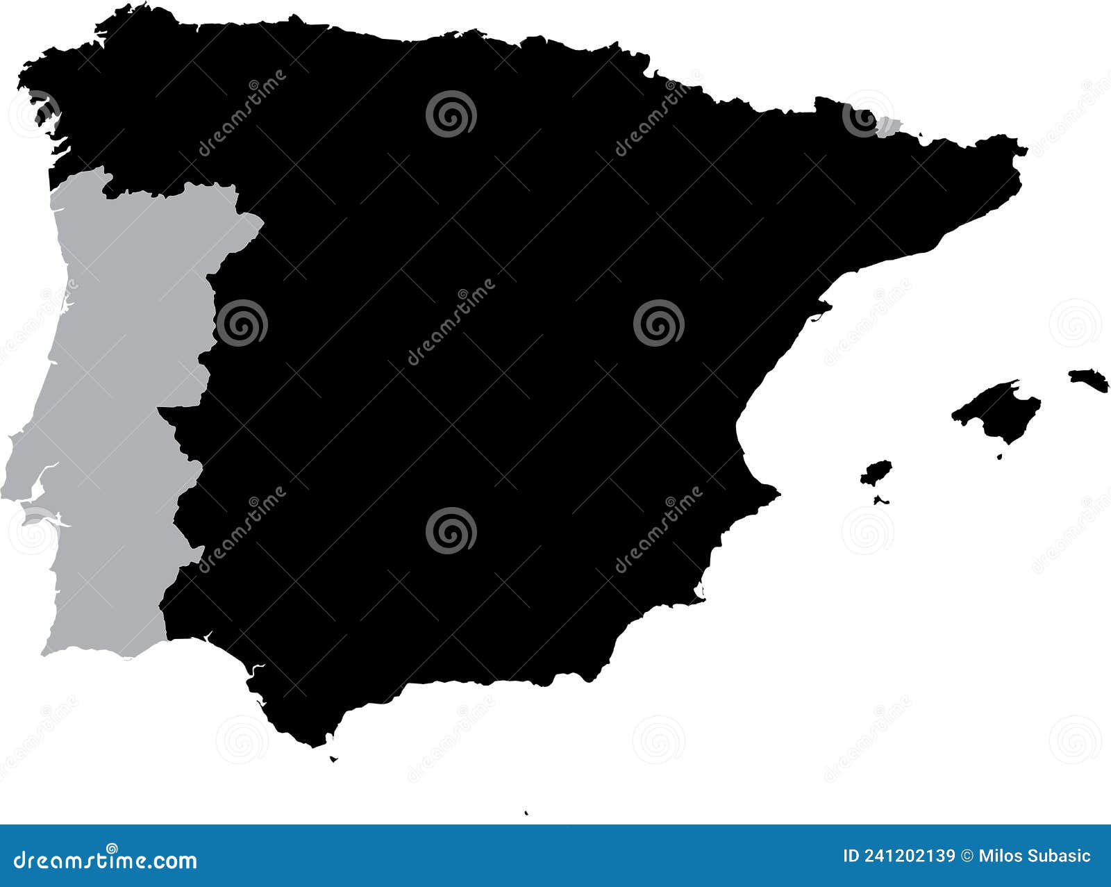 Black Map of Spain stock vector. Illustration of earth - 241202139