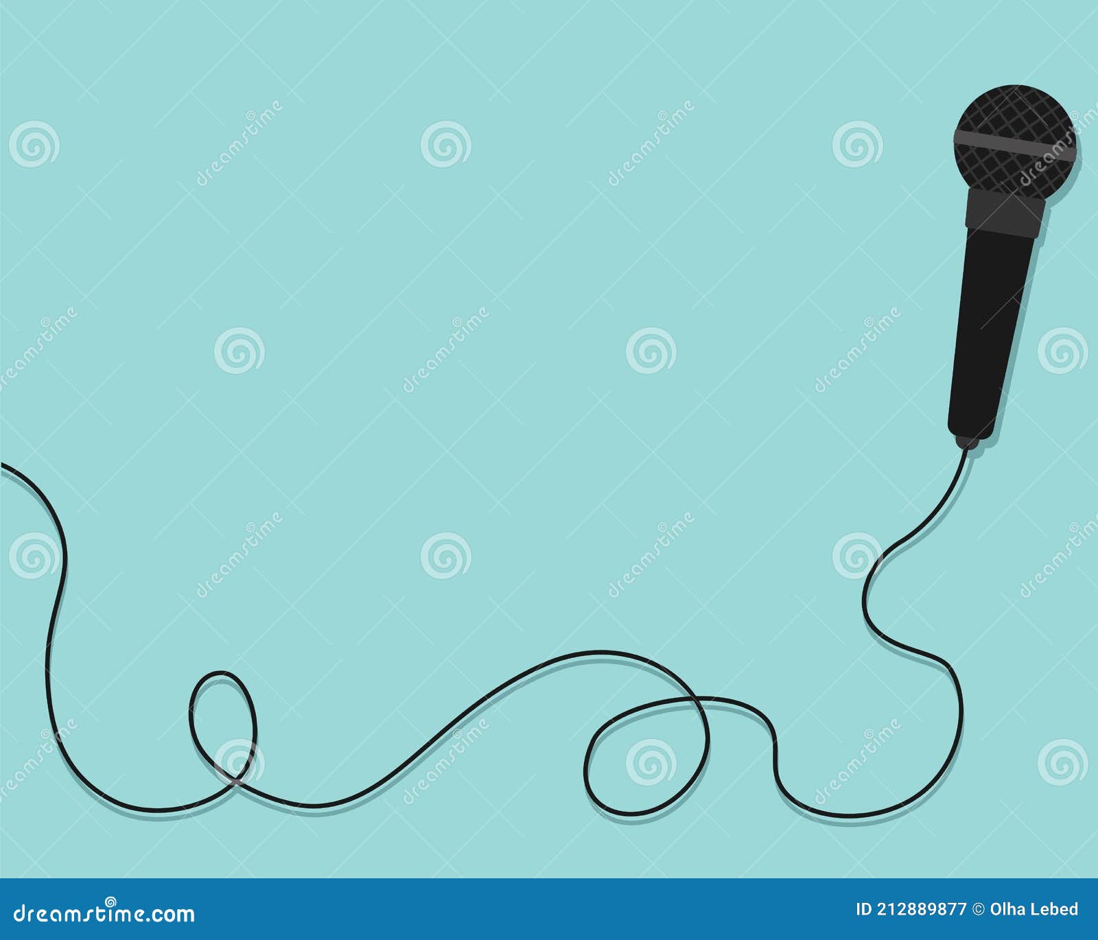 Vector Illustration Black Microphone with Cord Stock Vector ...