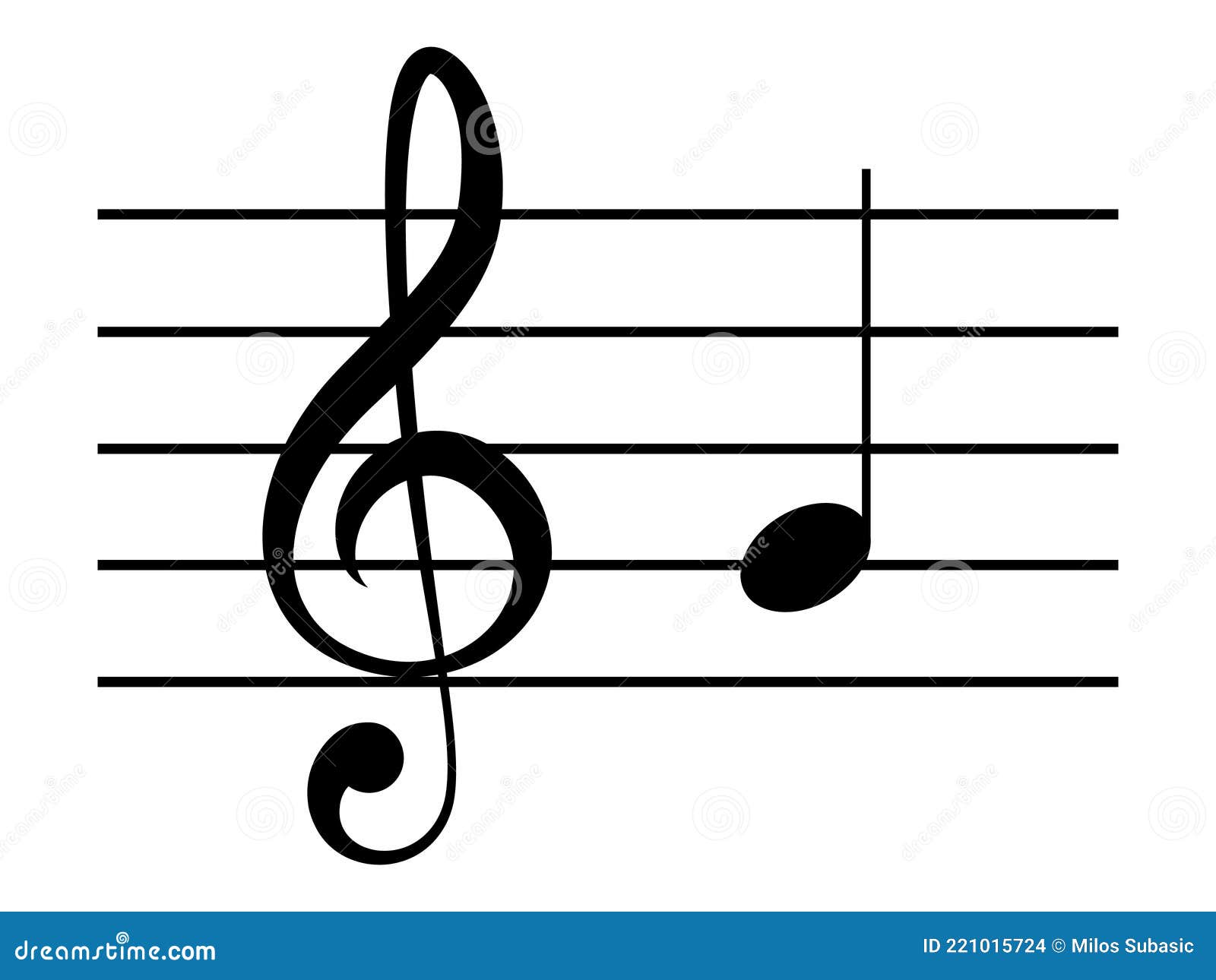 Black Music Symbol of G Clef with Note G or SOL on Staff Lines Stock ...