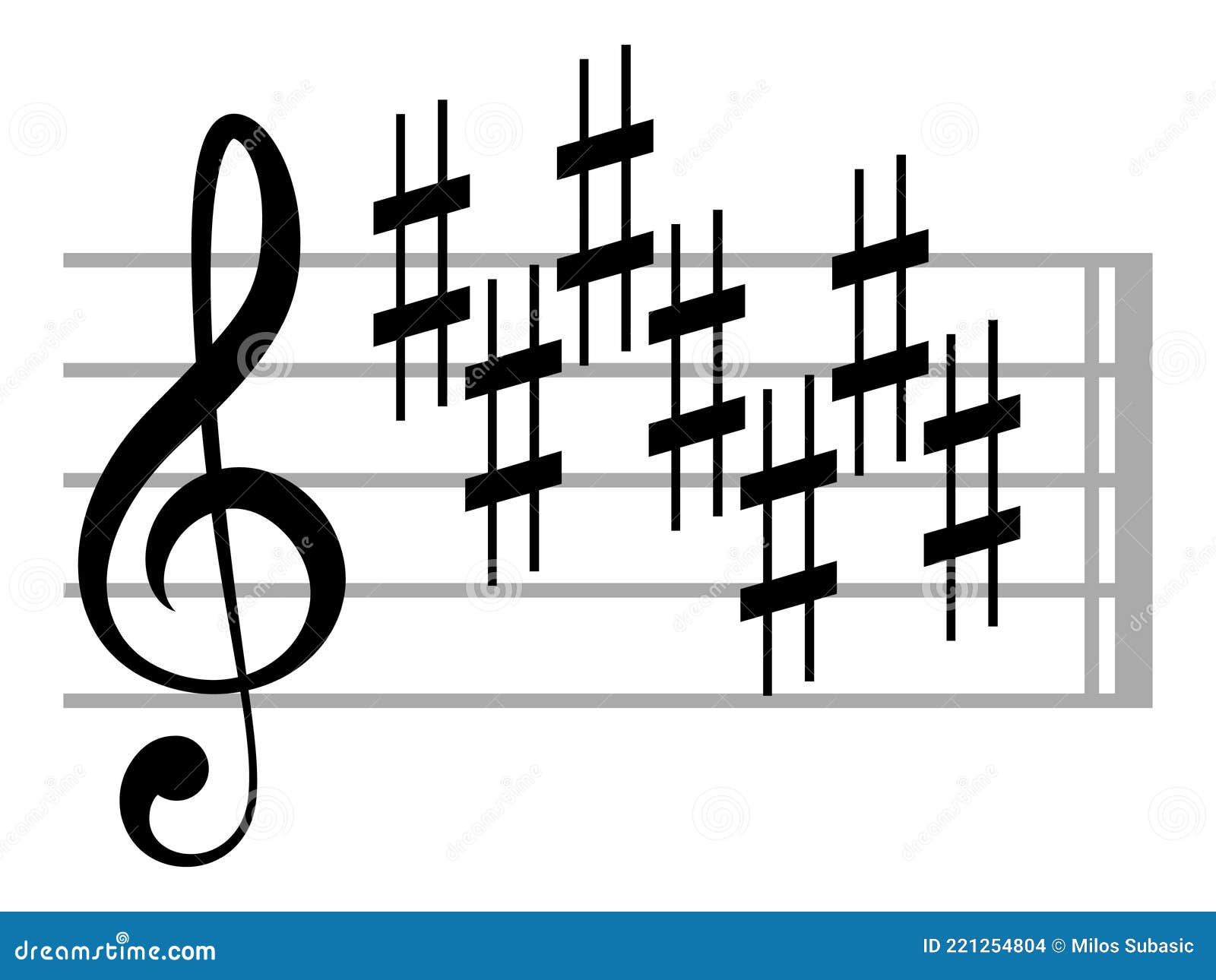 Black Music Symbol of Sharp Key Signatures on Ledger Lines Stock Vector ...