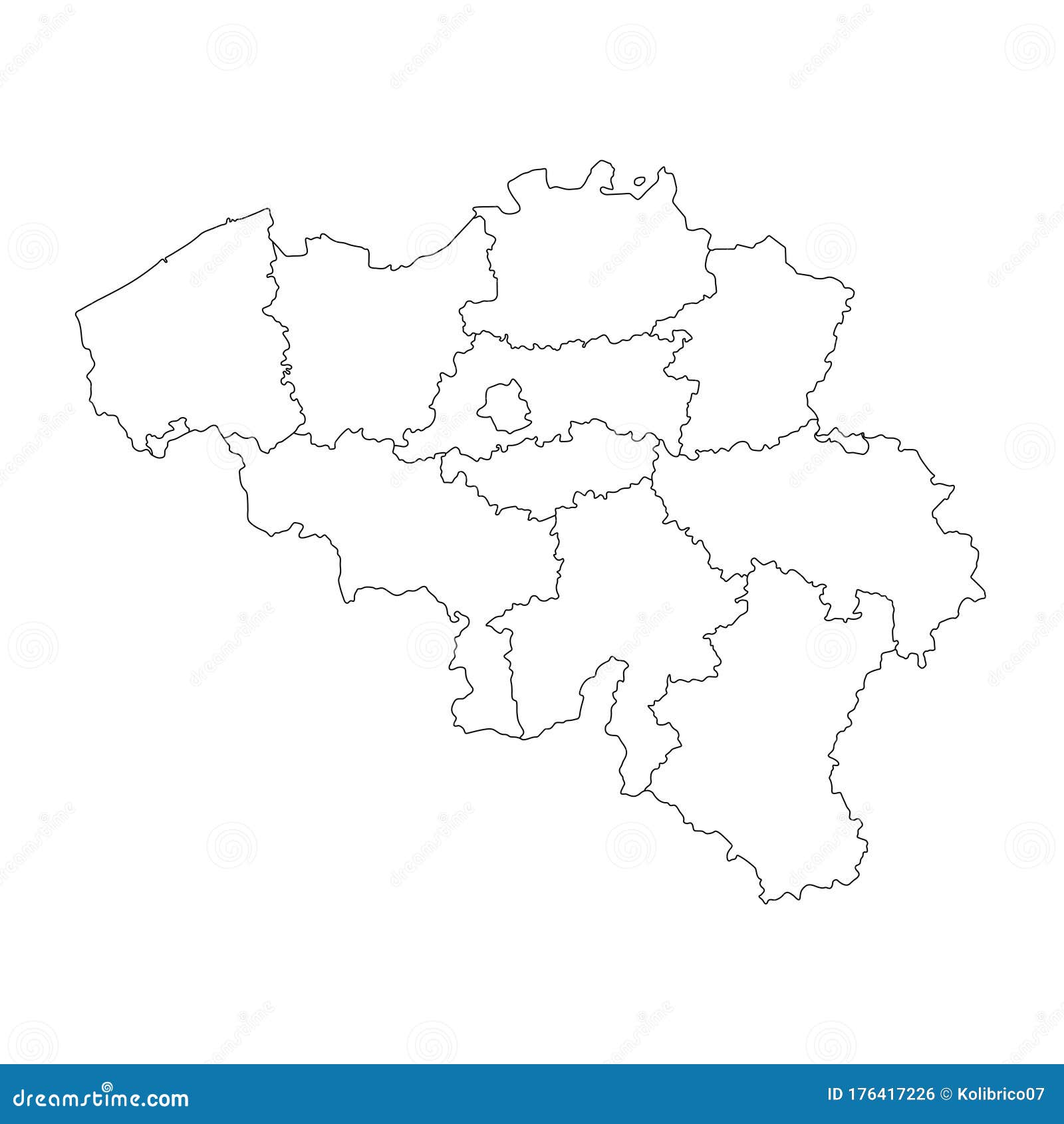 Vector Illustration of Black Outline Belgium Map. Stock Vector ...