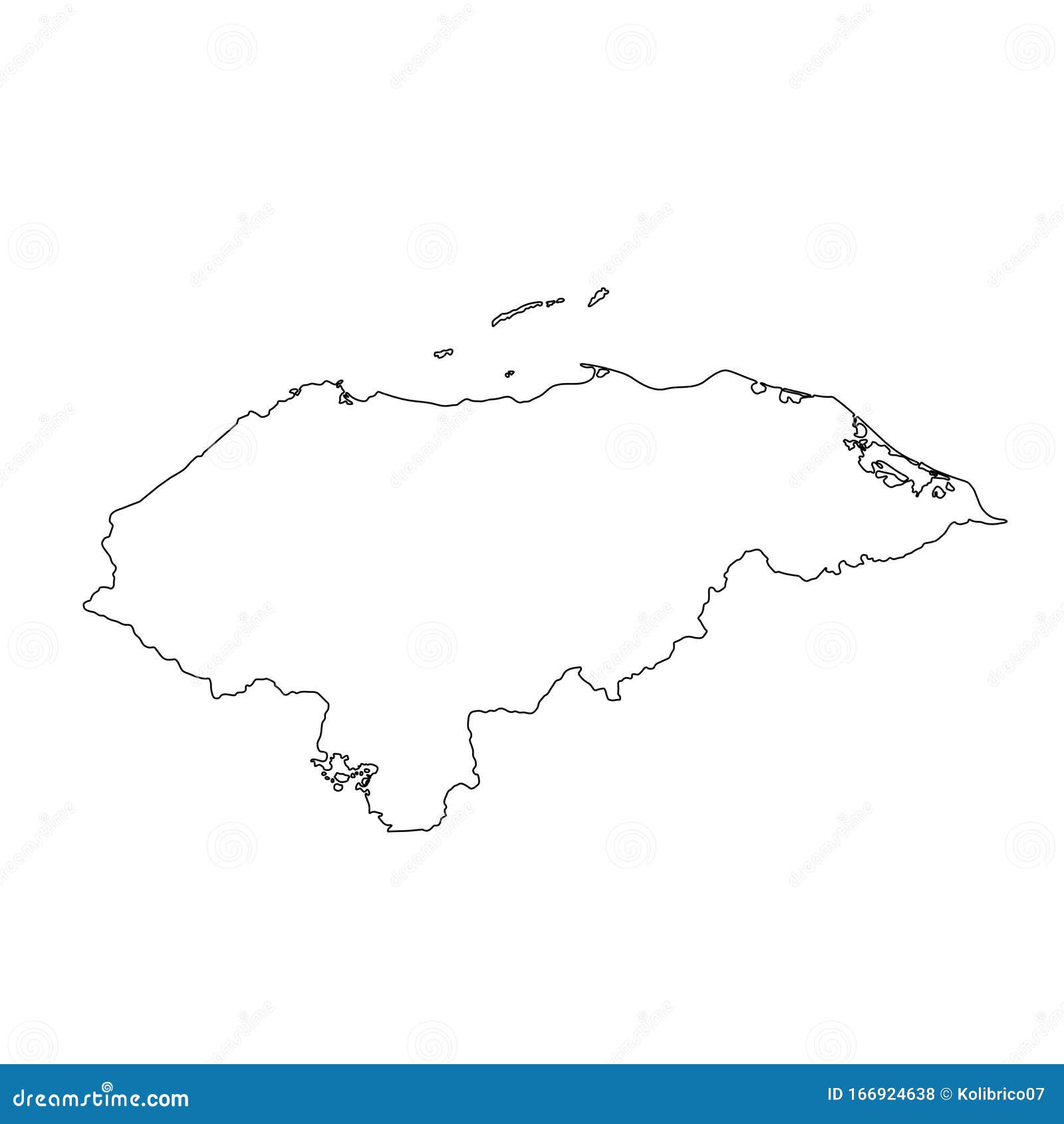 Vector Illustration of Black Outline Honduras Map. Stock Vector ...