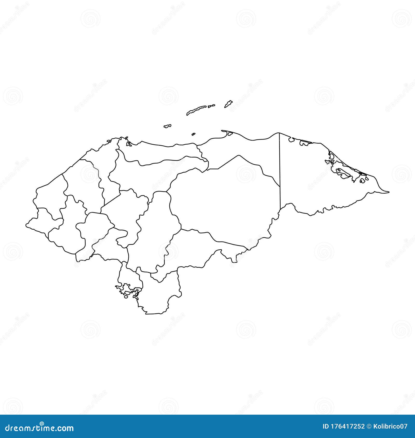 Vector Illustration of Black Outline Honduras Map. Stock Vector ...
