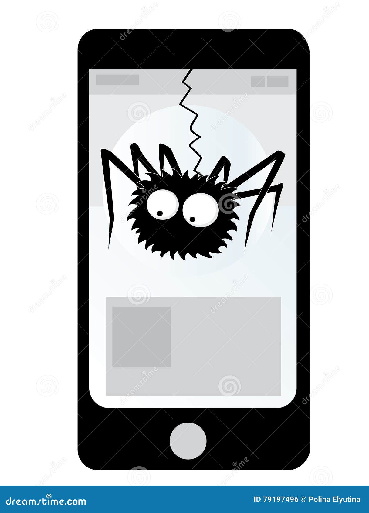 Vector Illustration of a Black Phone and a Phone Bug. Stock Vector ...