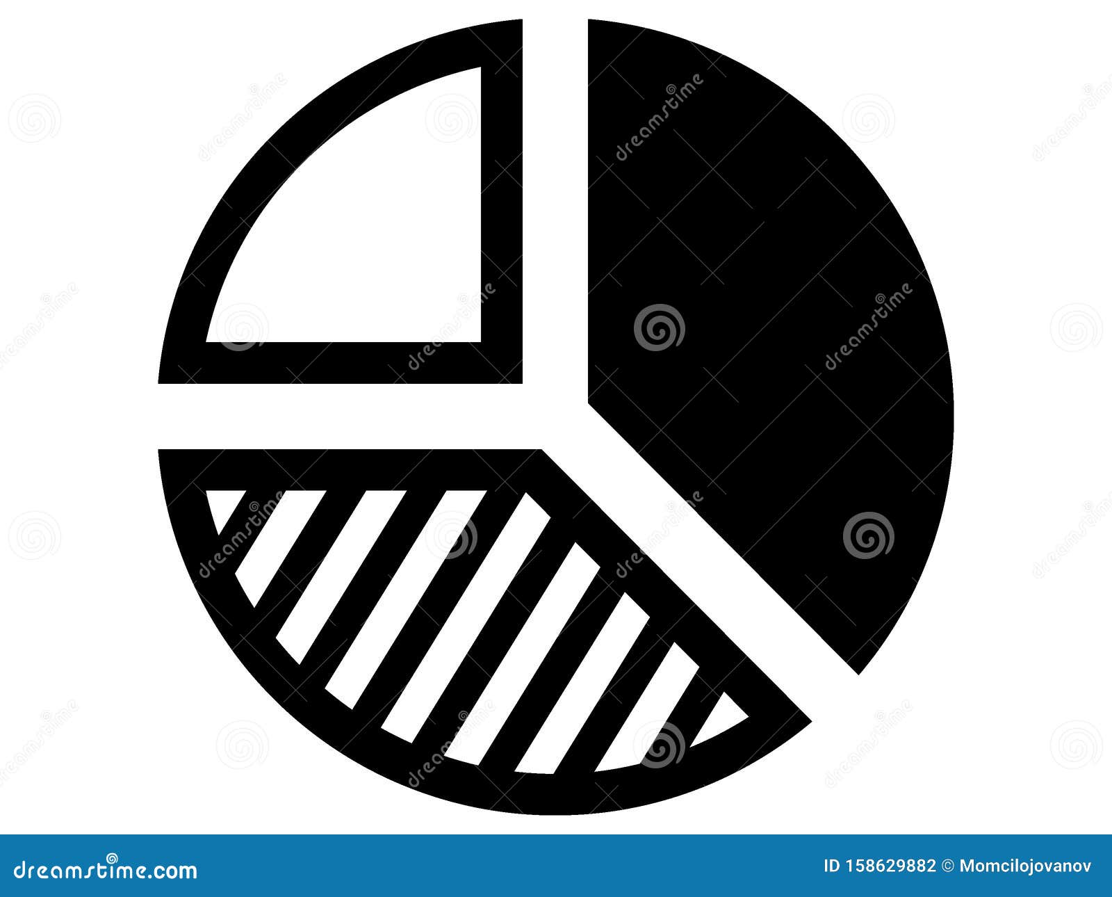 Black Pie Chart Icon stock vector. Illustration of america - 158629882