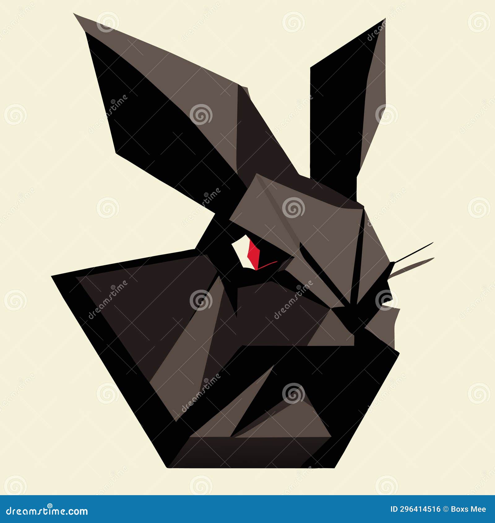 Vector Illustration of a Black Rabbit in Low Poly Style on Light ...