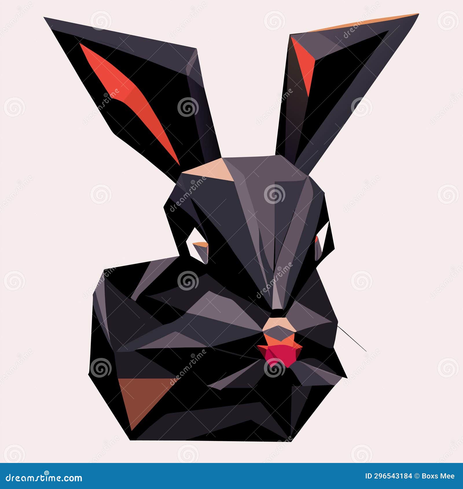 Vector Illustration of a Black Rabbit with a Red Bow on Its Head AI ...