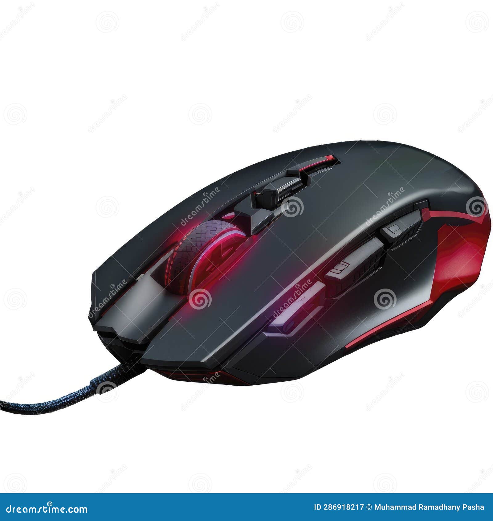 Vector Illustration. Black Realistic Gaming Computer Mouse on a ...