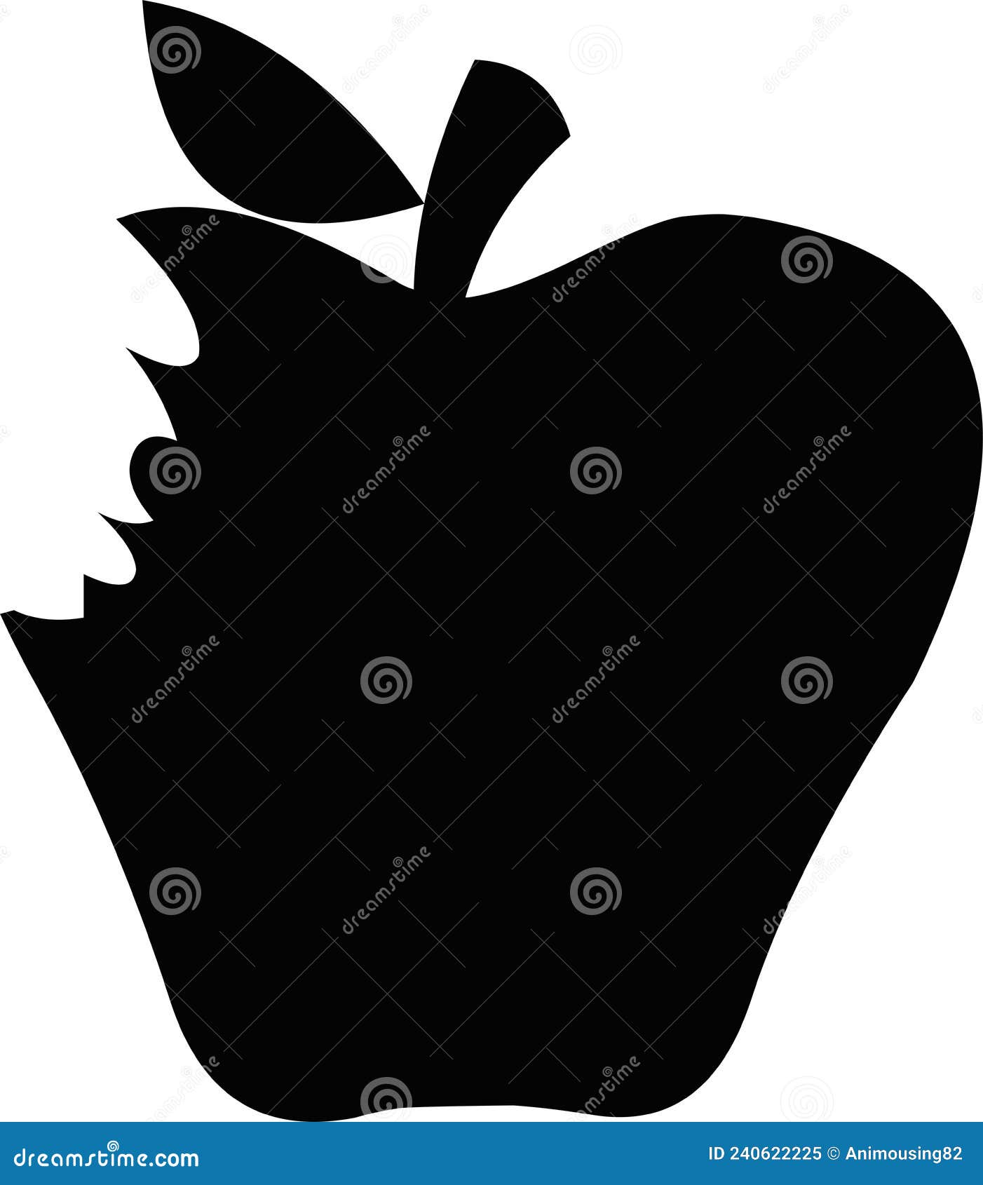 Vector Illustration of Black Silhouette of a Bitten Apple Stock Vector ...