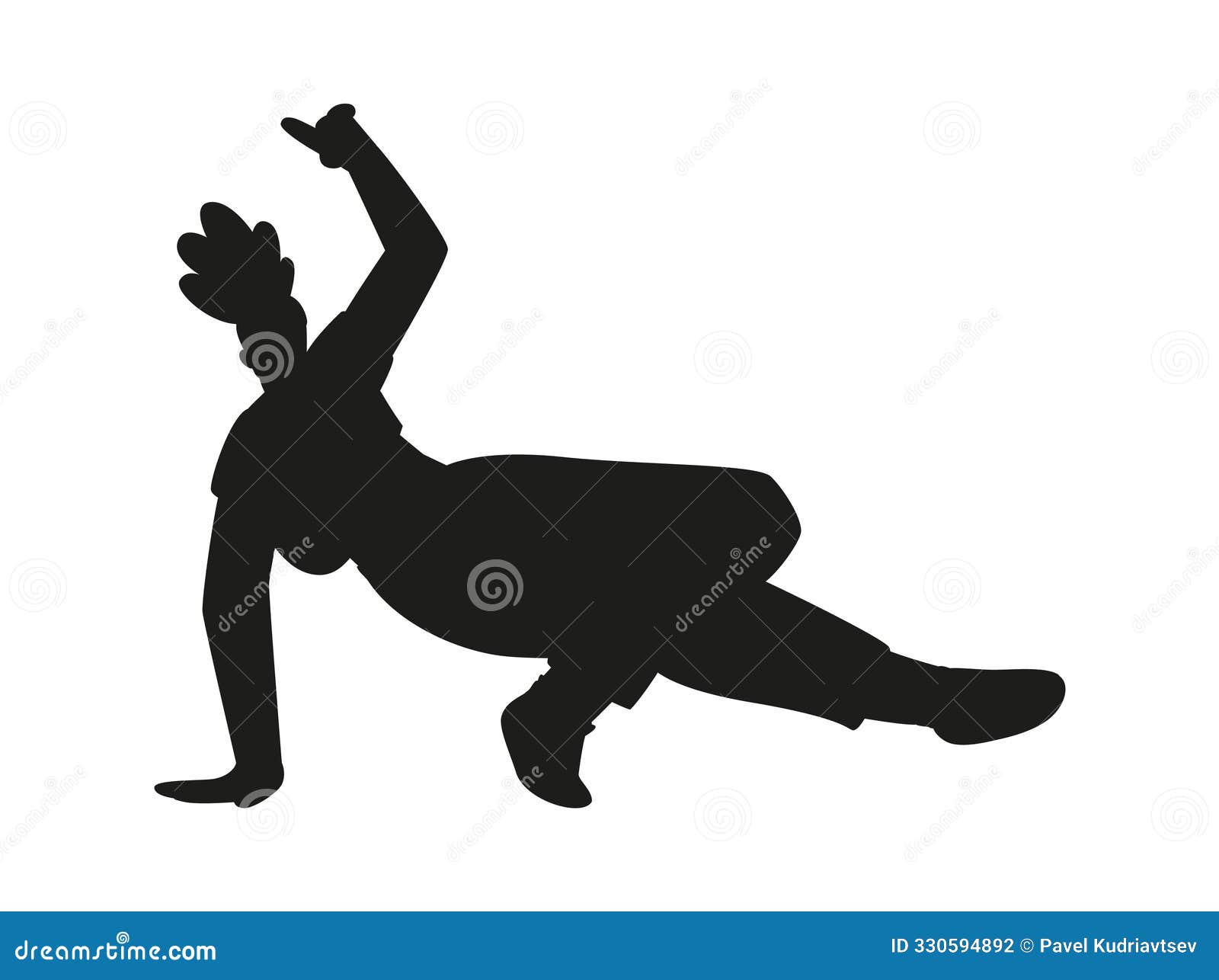Vector Illustration of a Black Silhouette of a Breakdance Dancer in a ...