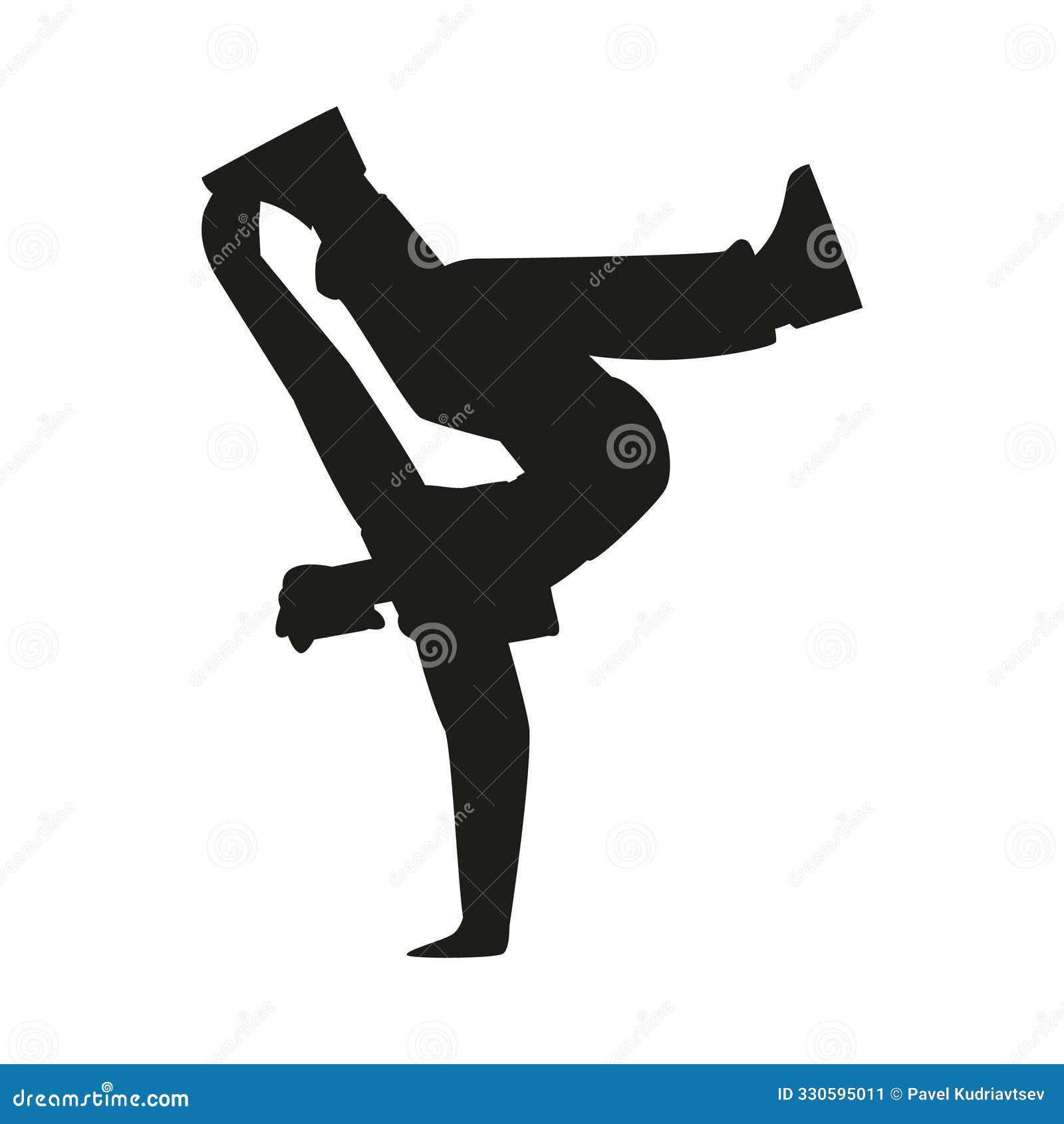 Vector Illustration Of A Black Silhouette Of A Breakdance Dancer In A ...