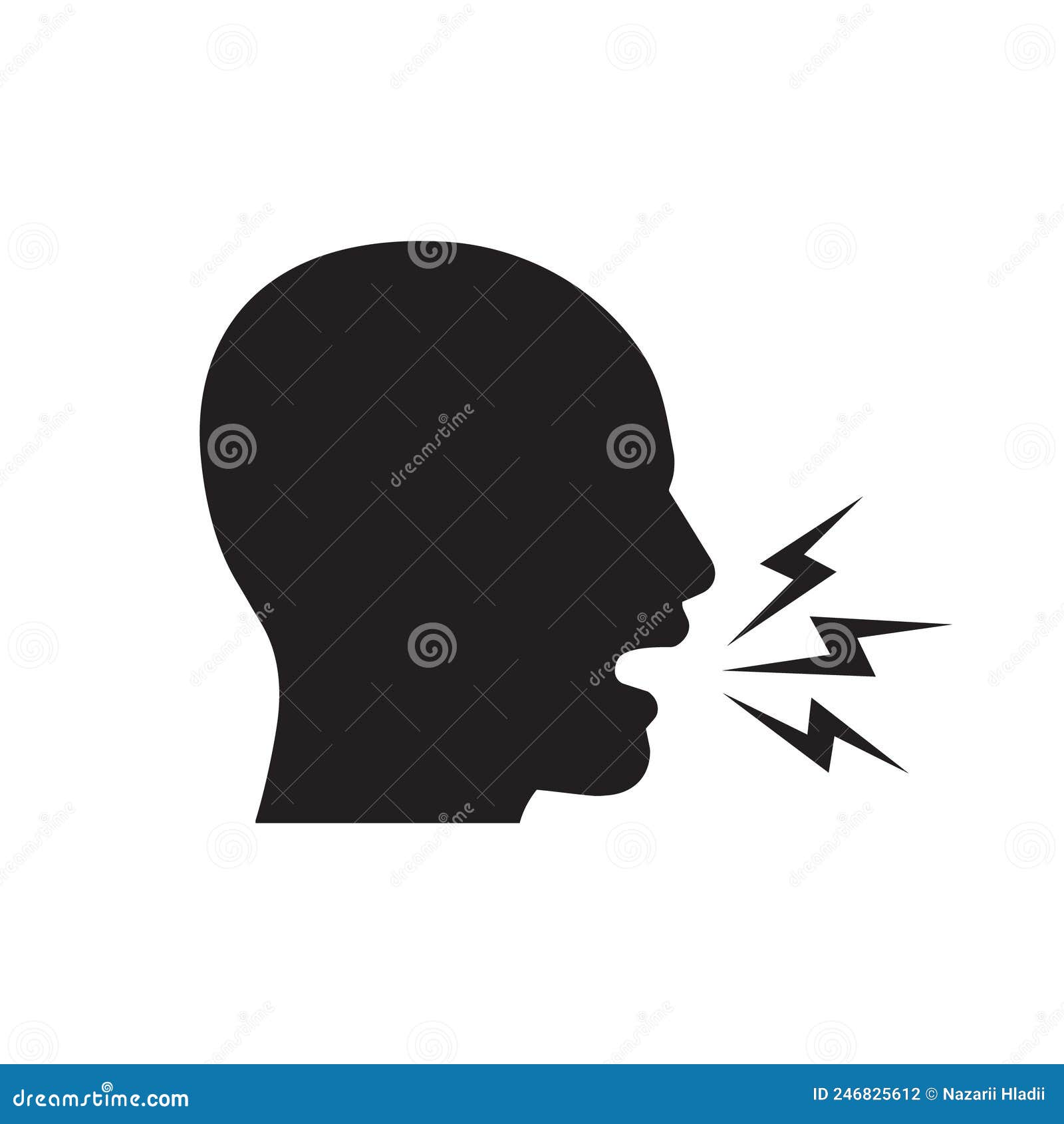 Vector Illustration of Black Silhouette of Screaming Head. Stock Vector ...