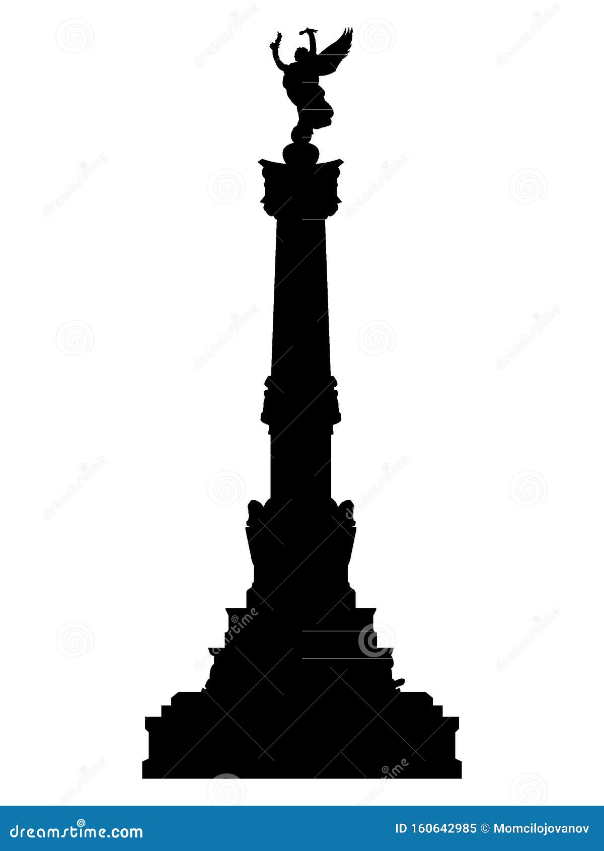 Black Silhouette of Symbol of Bordeaux - Quinconces Esplanade Stock ...