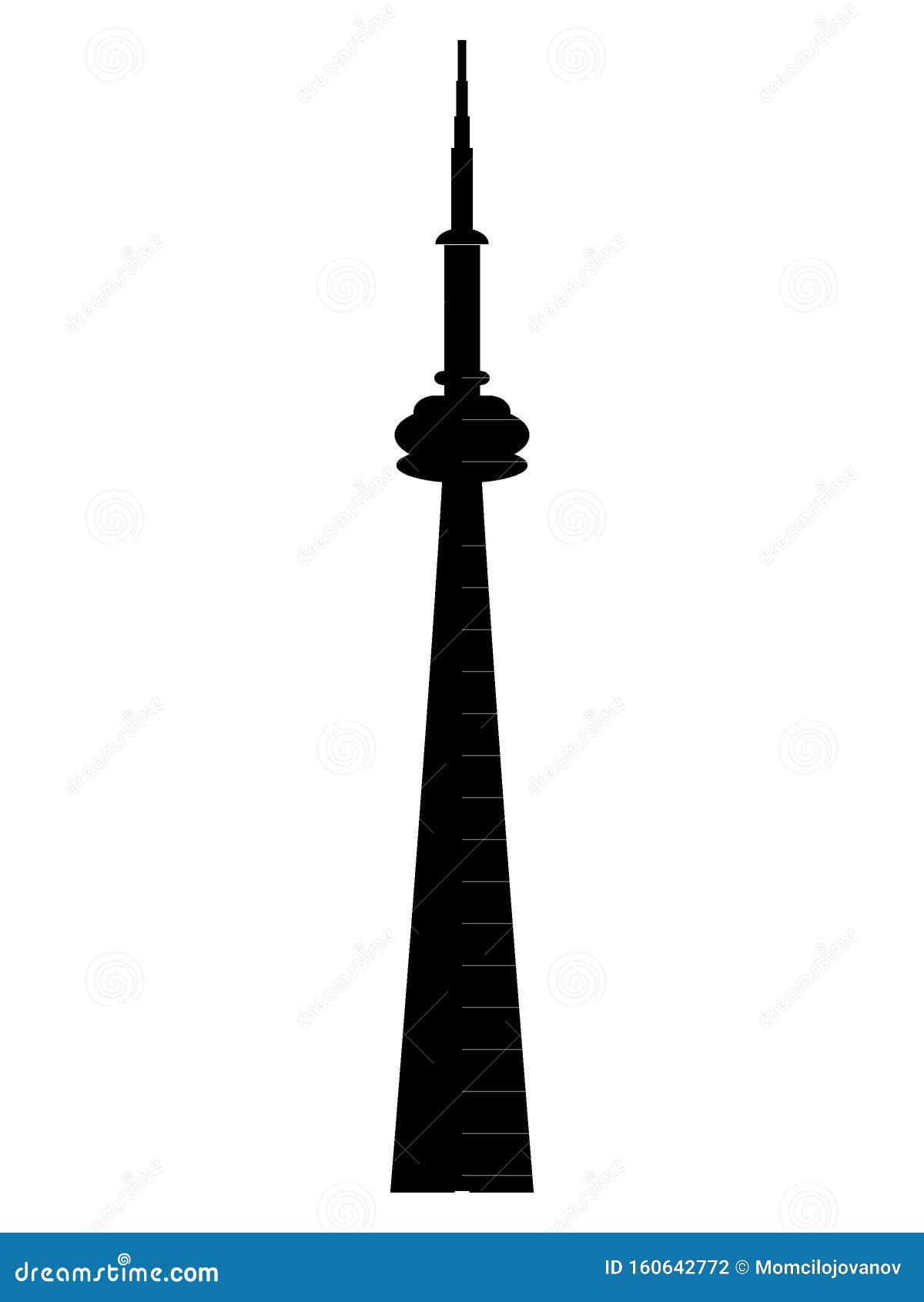 Black Silhouette Of Symbol Of Toronto - CN Tower Vector Illustration ...