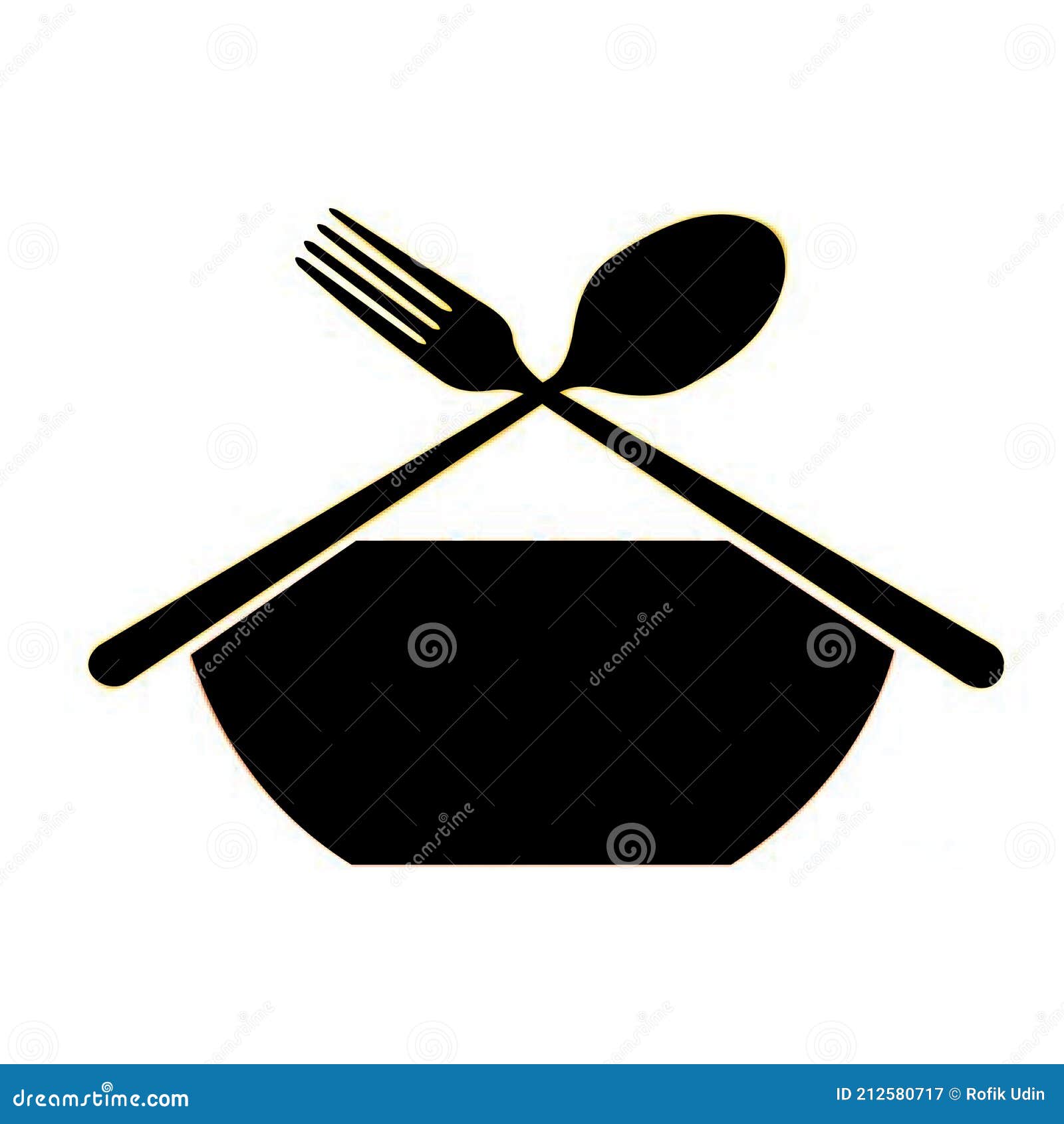 Vector Illustration of Black Simple Cutlery and Bowl Logo Template ...
