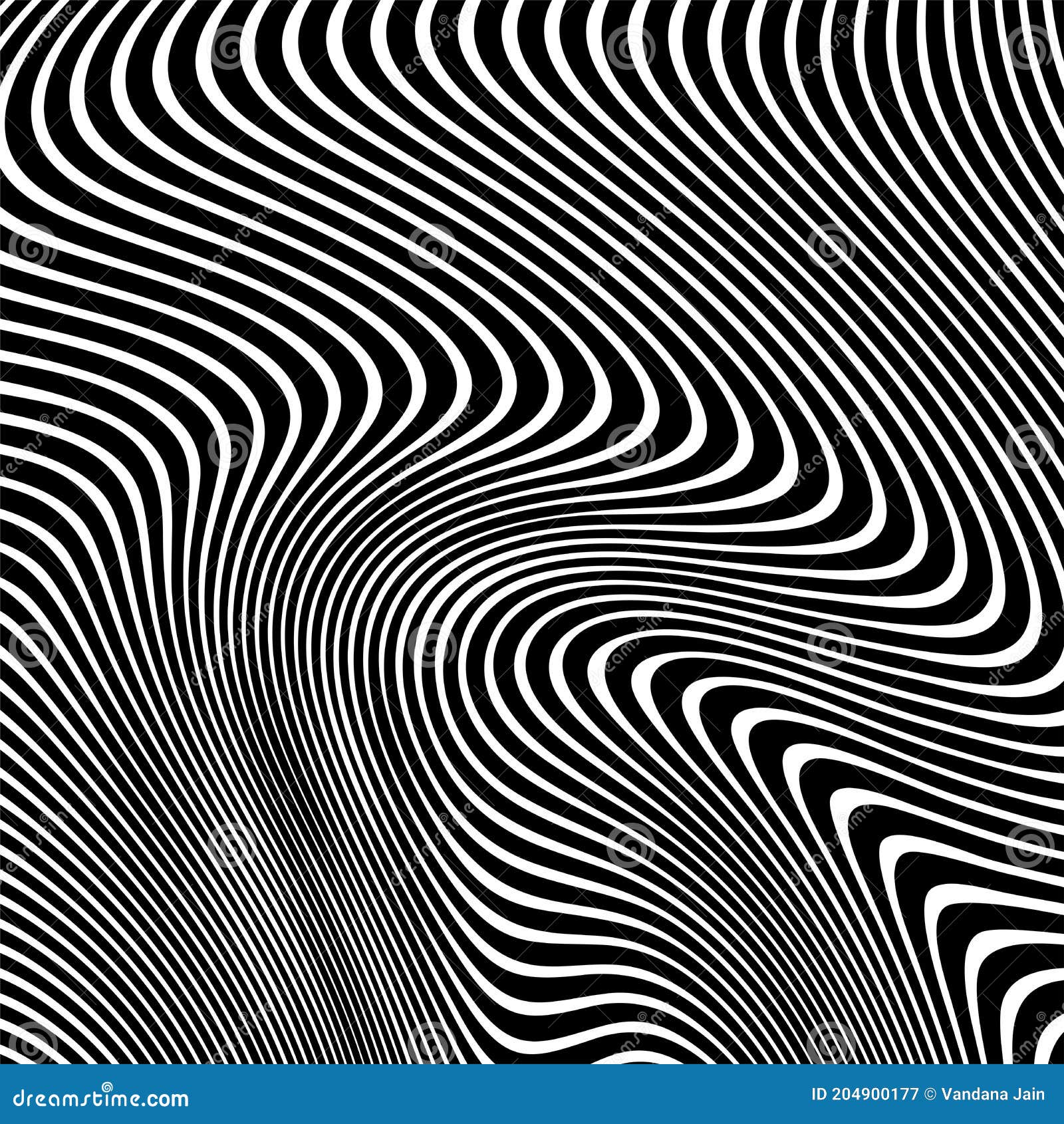 Abstract Pattern of Wavy Stripes or Rippled 3D Relief Black and White ...