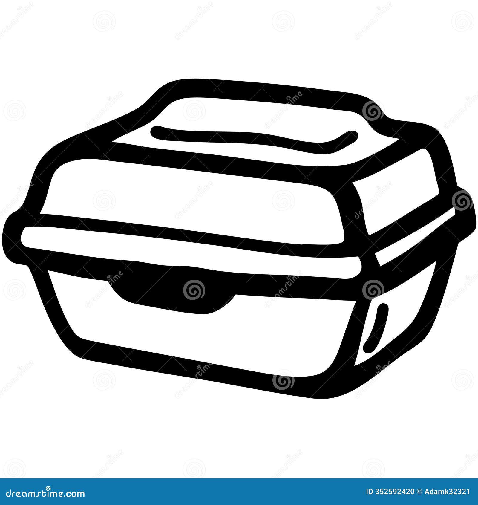 Vector Illustration Of Black Takeout Box Line Art For Food Packaging ...