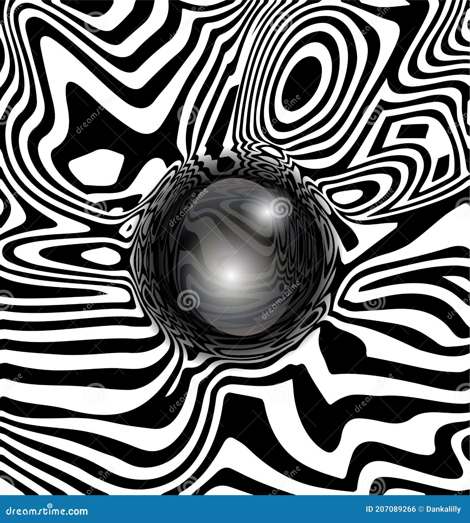 Vector Illustration Black White Abstract Lines and Ball Stock ...