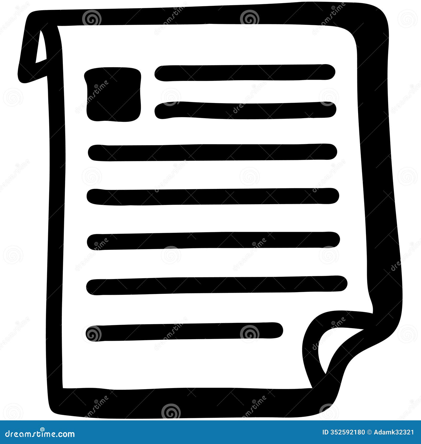 Vector Illustration Black and White Document for Design and ...
