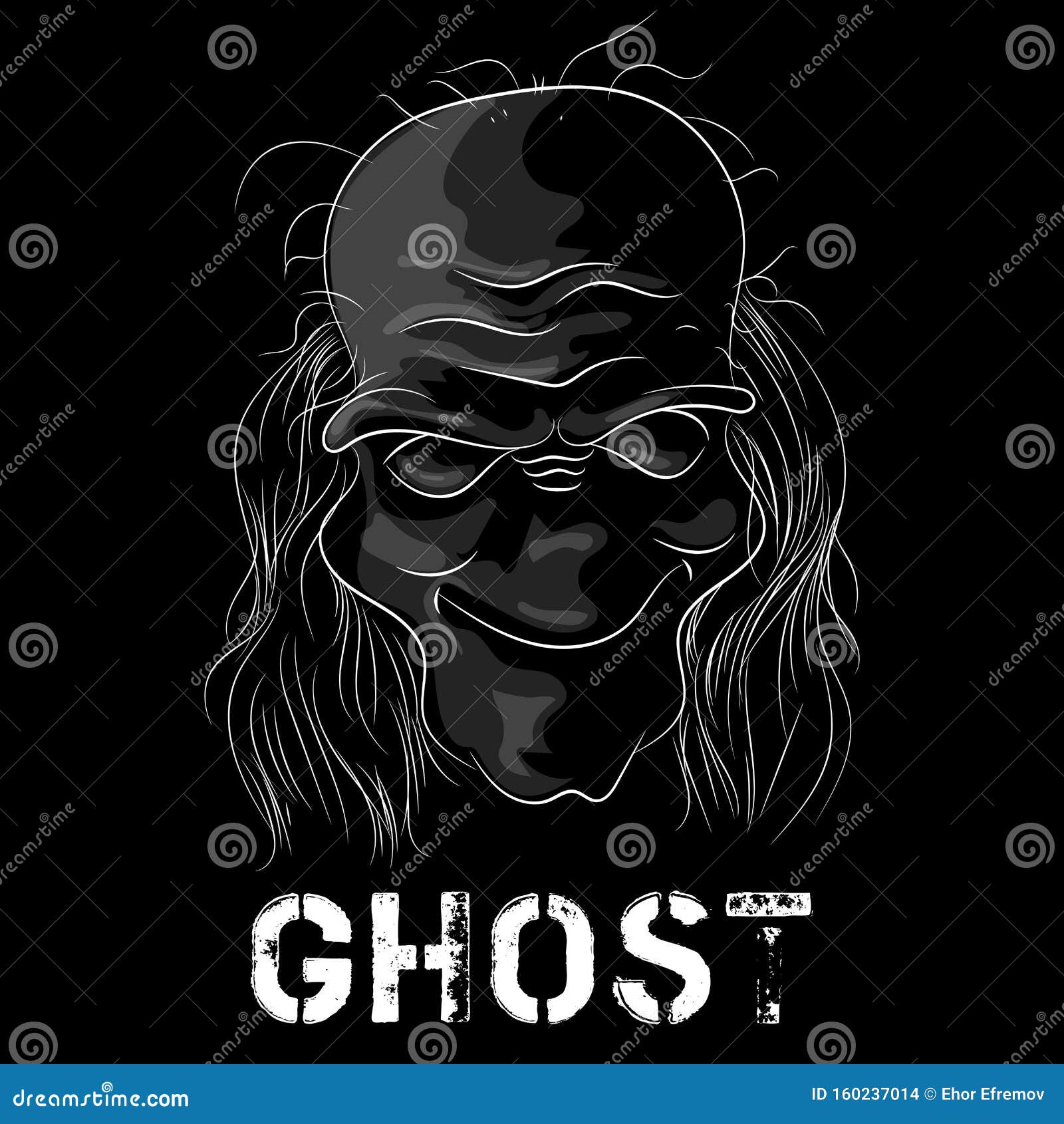 Smiling Ghost with Bald Head in Cartoon Style Stock Vector ...