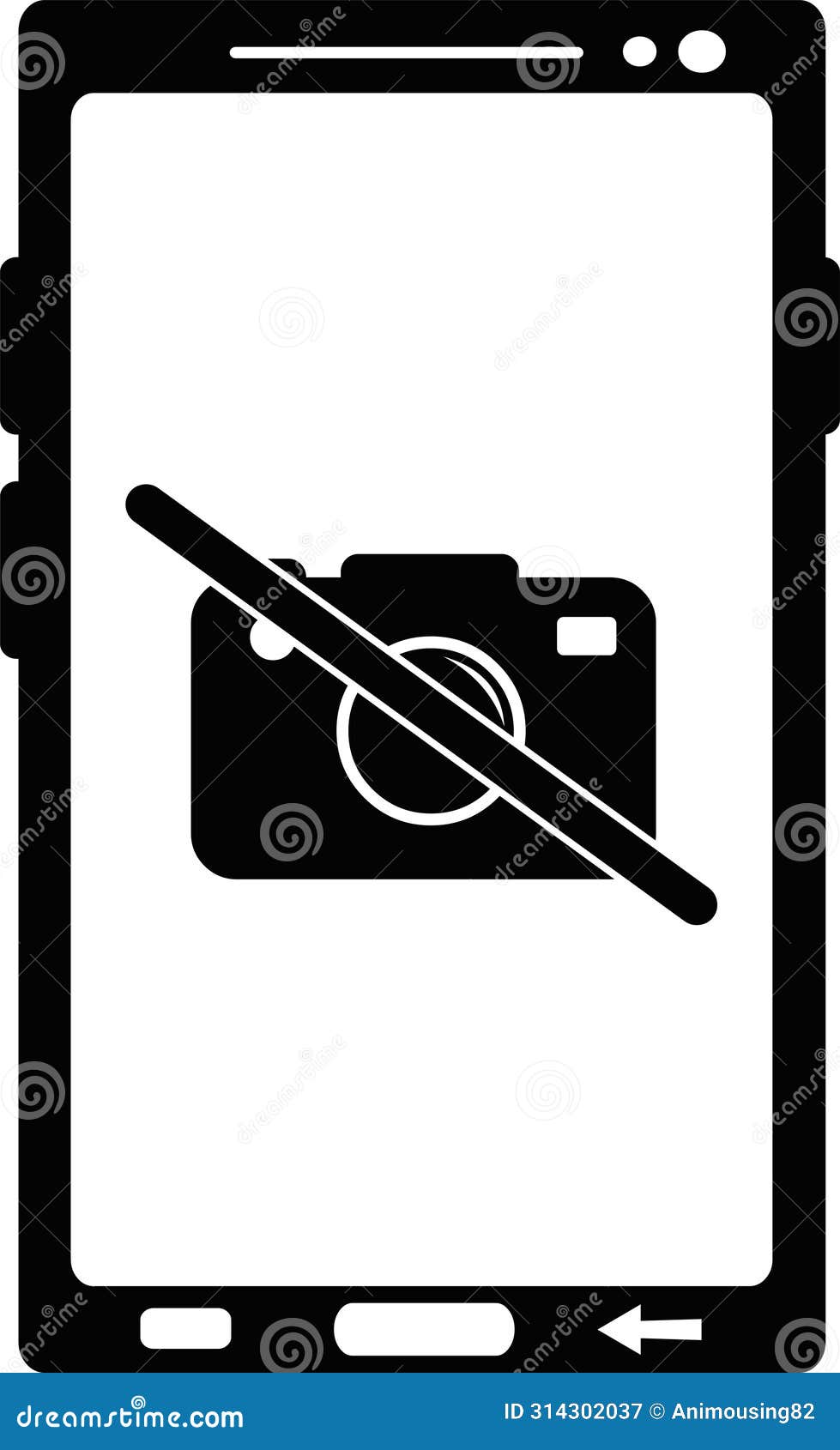 Vector Illustration Black and White Icon Cellphone Camera Inactive ...