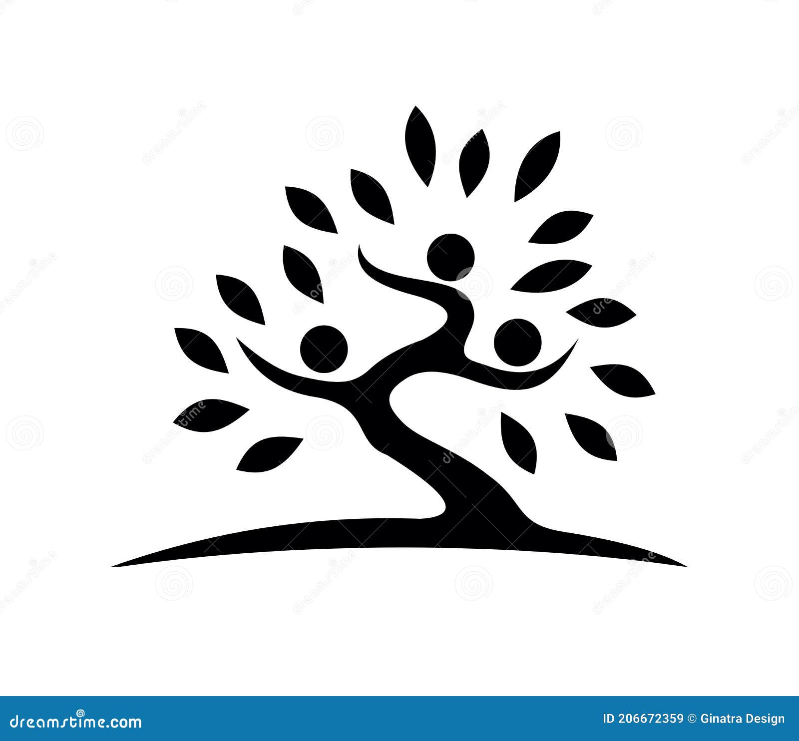 Black on White People Tree stock vector. Illustration of hand - 206672359