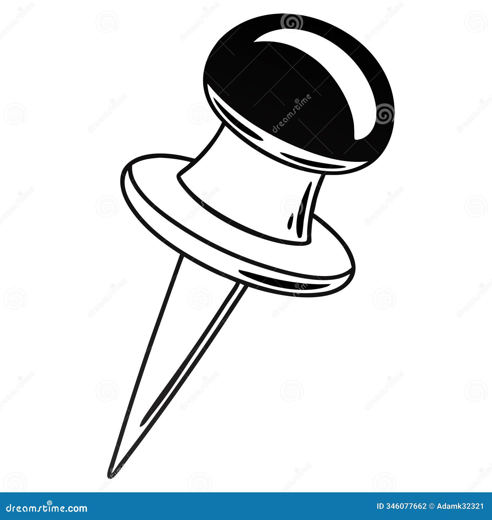 Vector Illustration of Black and White Push Pin for Office and School ...
