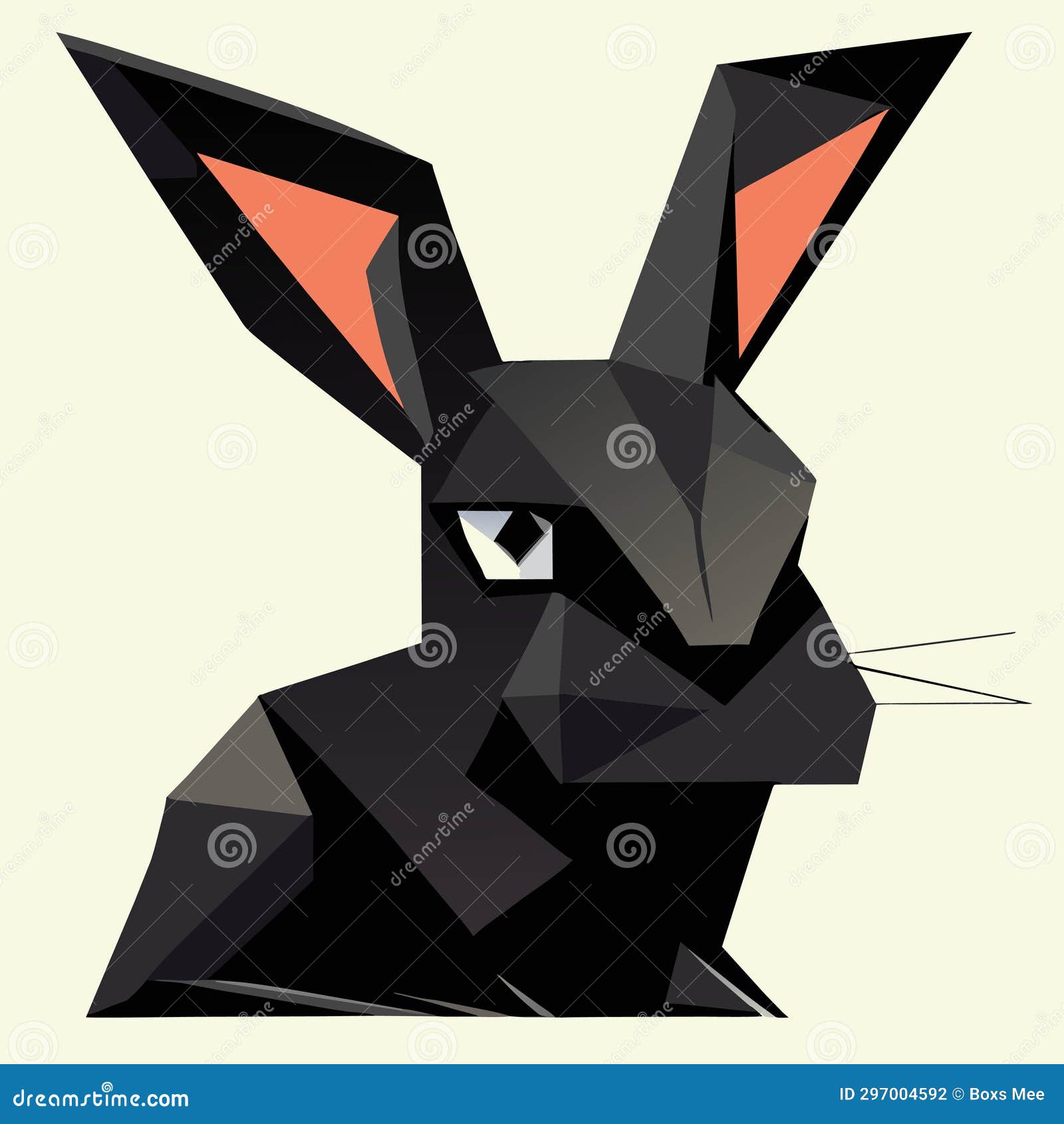 Vector Illustration of a Black and White Rabbit in Low Poly Style. AI ...