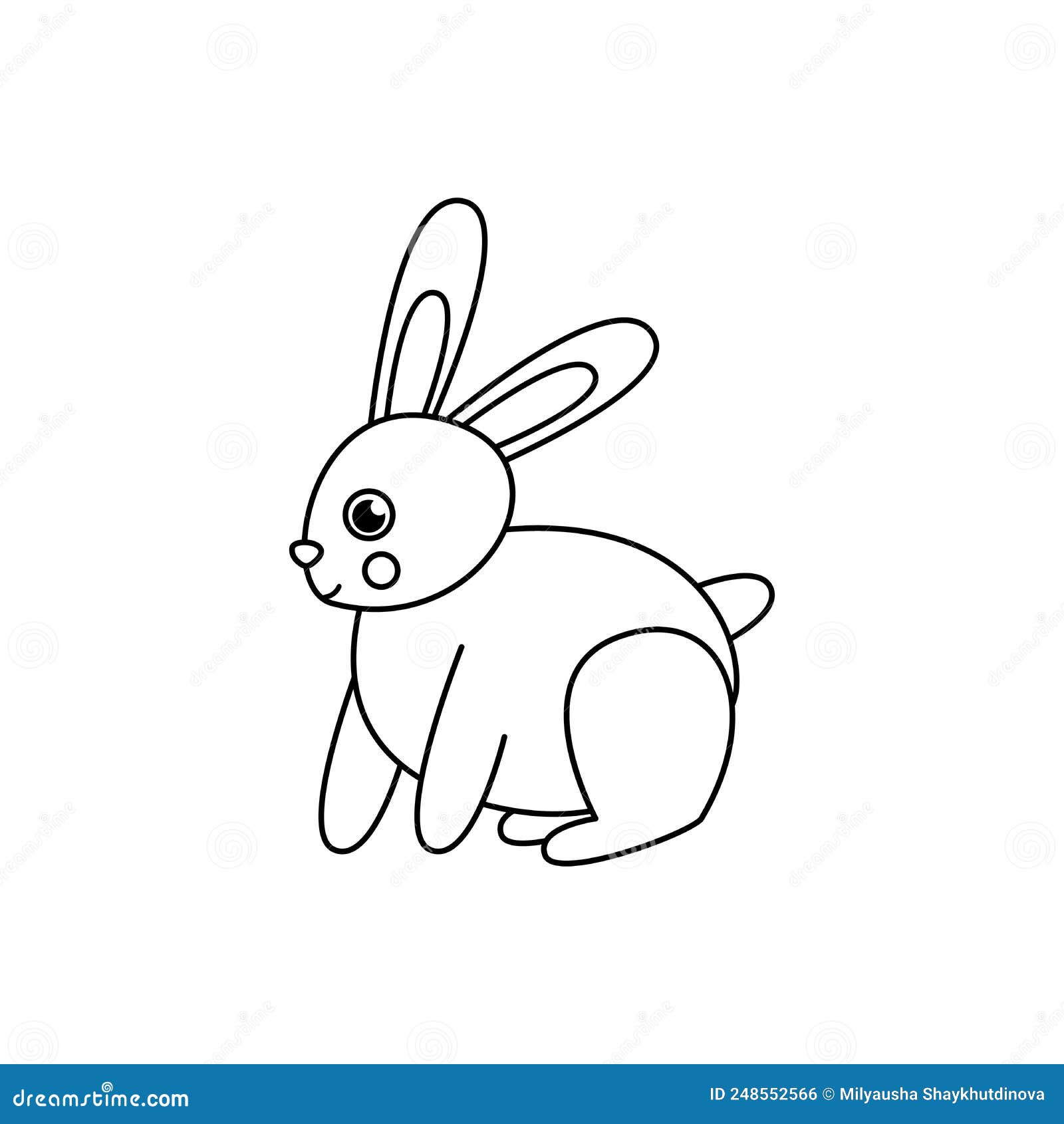 Vector Illustration of Black and White Rabbit on White Background ...